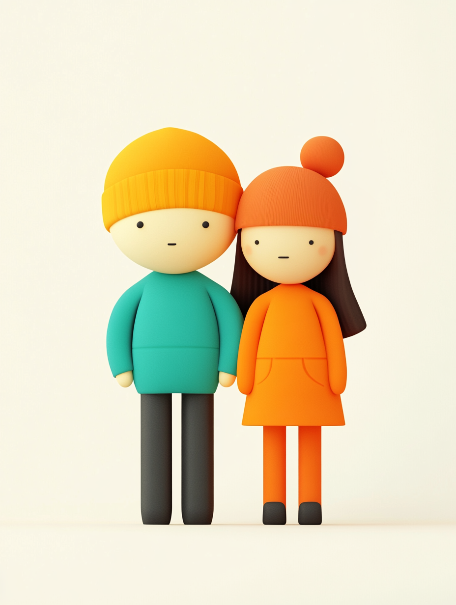 Cartoon Characters in Bold Colors 3D Image on Lummi