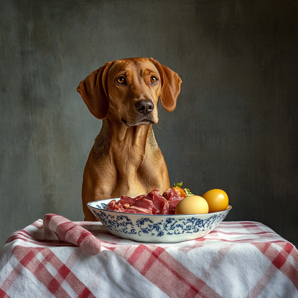 Dog Contemplating Meal Photo on Lummi