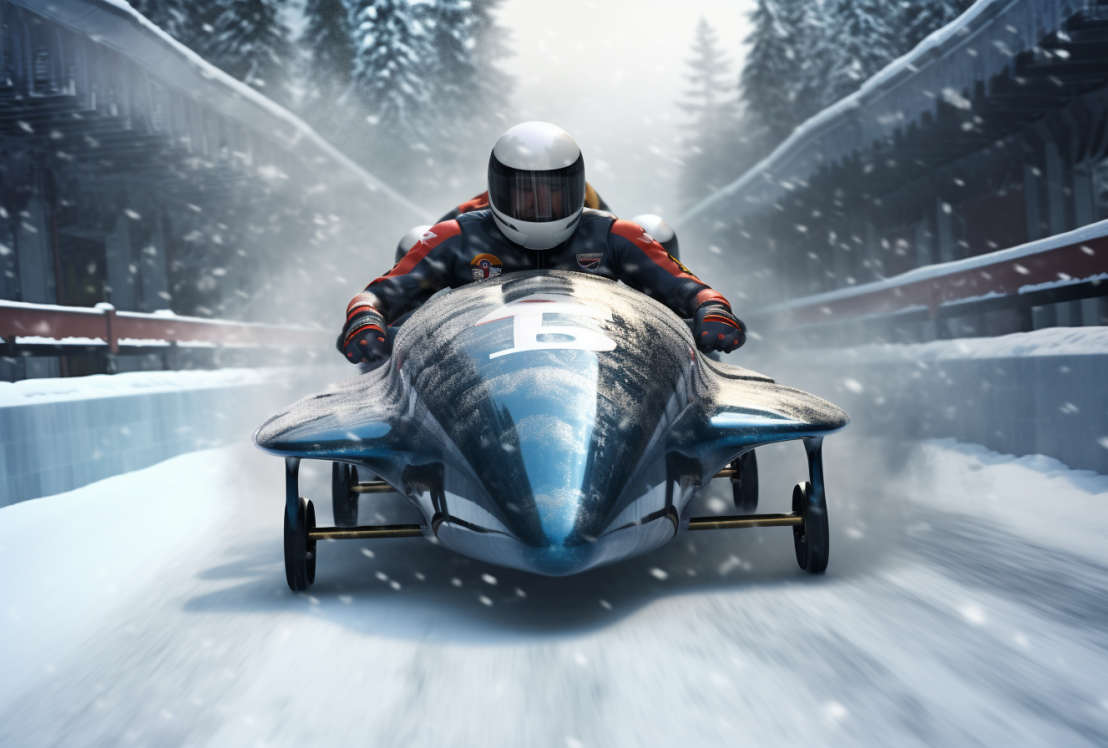 Racing Determination: The Bobsled Athlete in Action Photo on Lummi