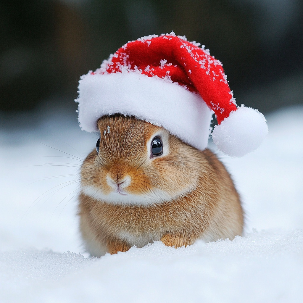 Festive Rabbit in Snow Photo on Lummi