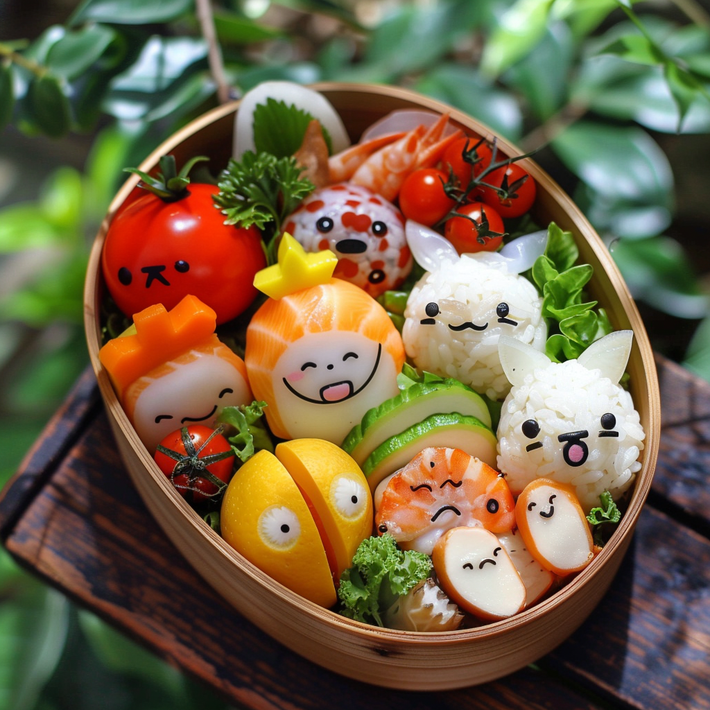 Artistic Japanese Bento with Character Designs Photo on Lummi