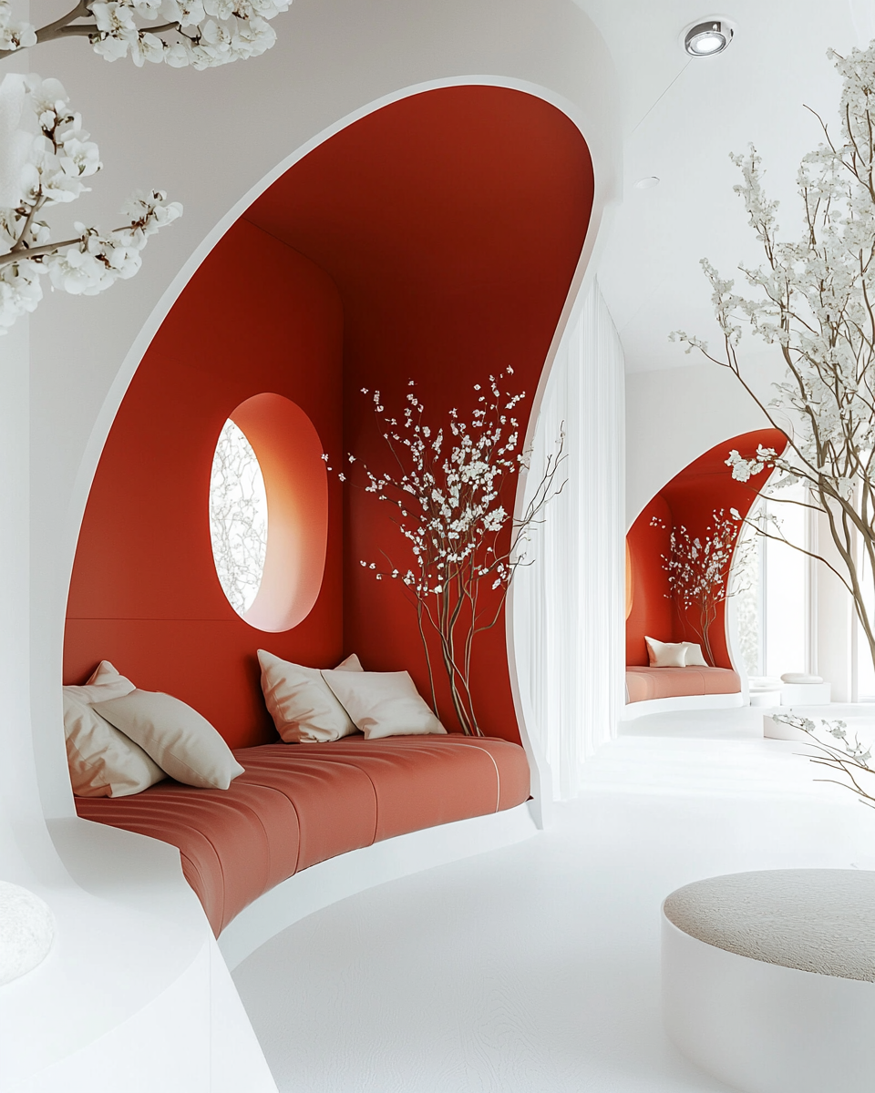 Modern Red Alcove Design Illustration on Lummi
