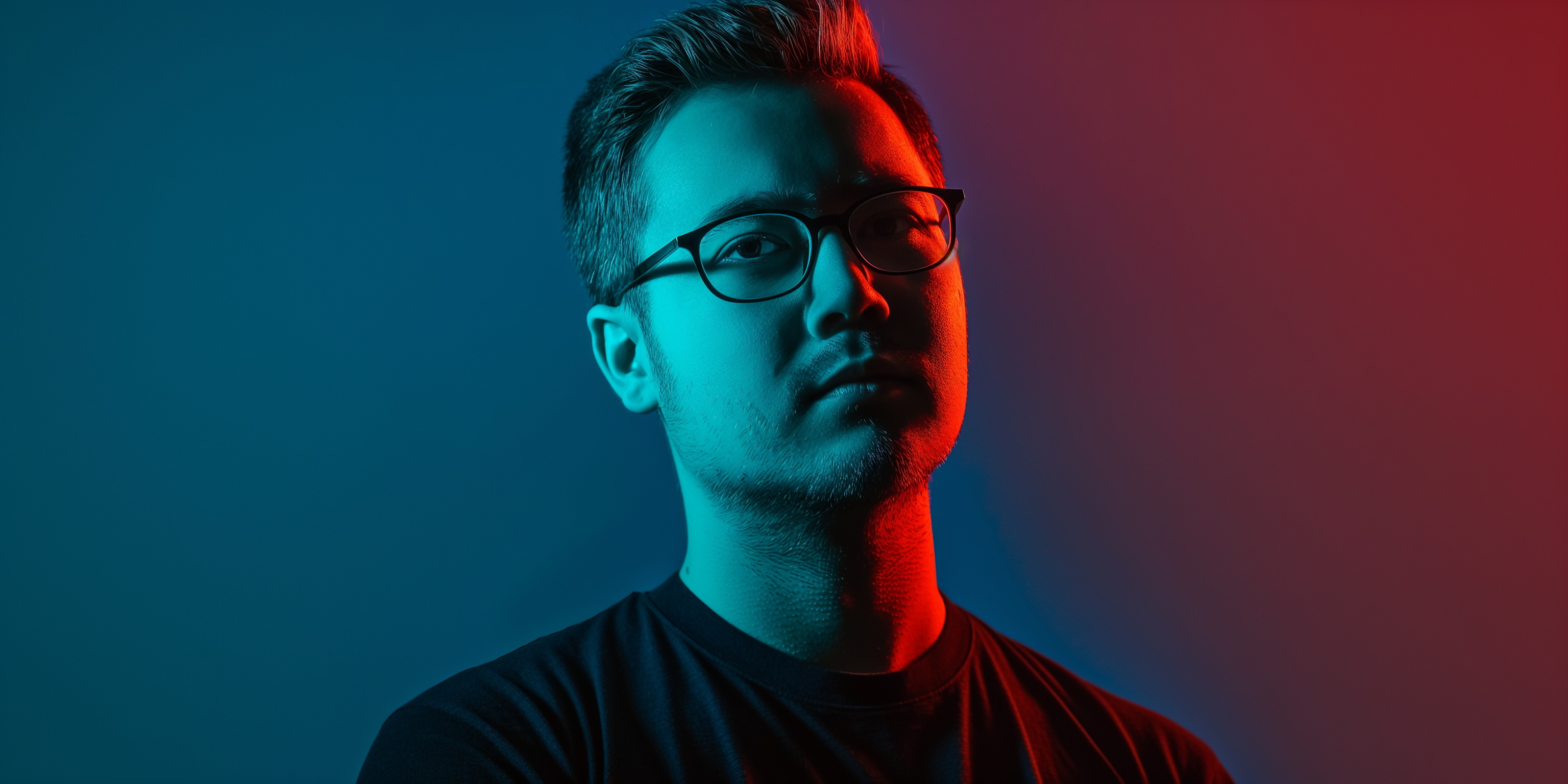 Dramatic Two-Toned Portrait of a Young Man Photo on Lummi