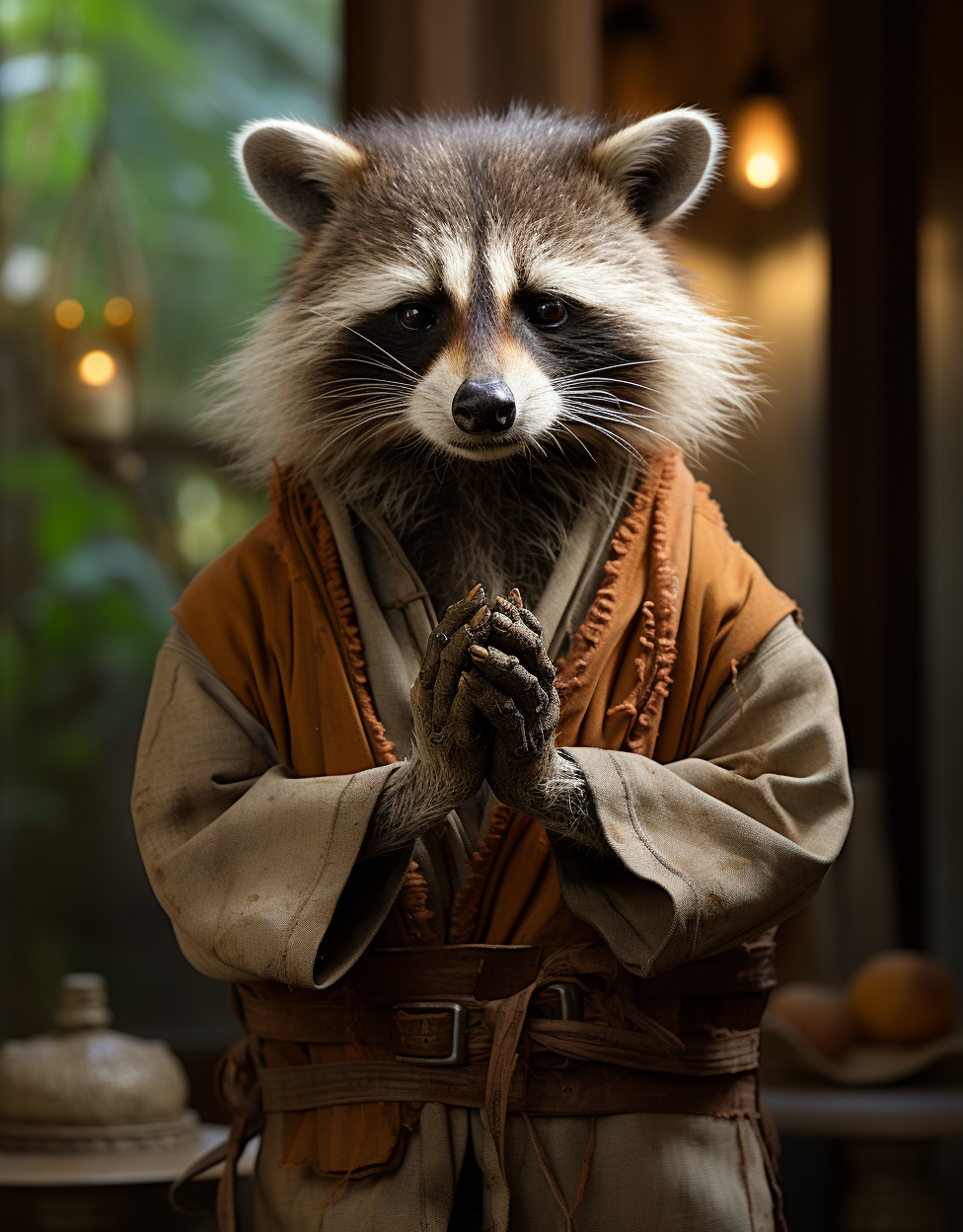 Contemplative Monk Raccoon Photo on Lummi