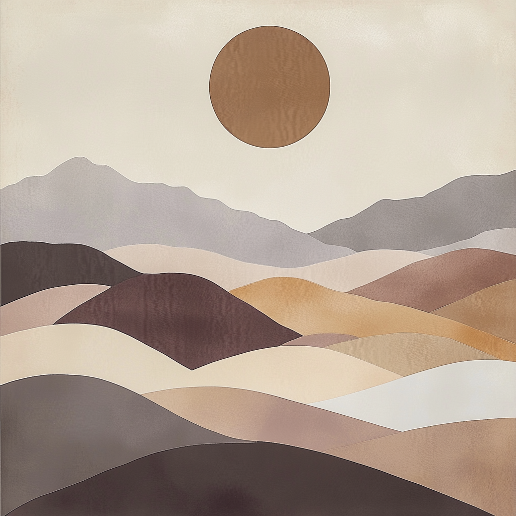 Abstract Landscape With Sun Illustration On Lummi