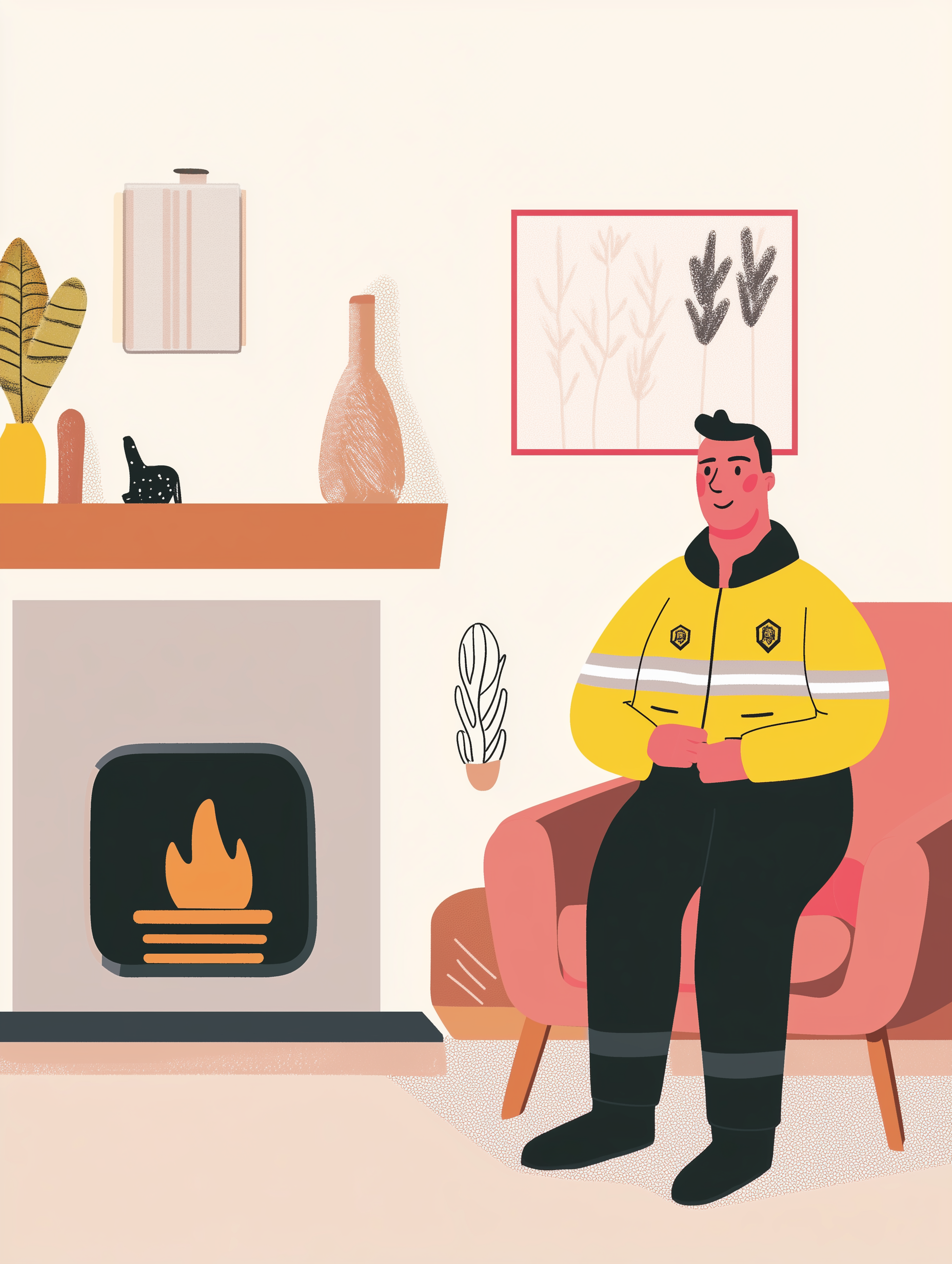 Firefighter's Relaxation Illustration on Lummi
