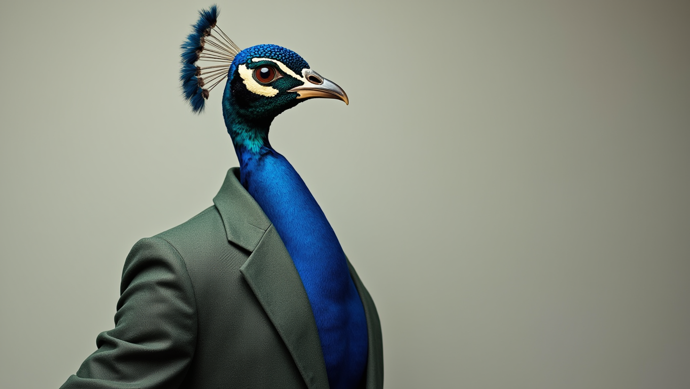 Stylish Peacock-Human Hybrid Photo on Lummi