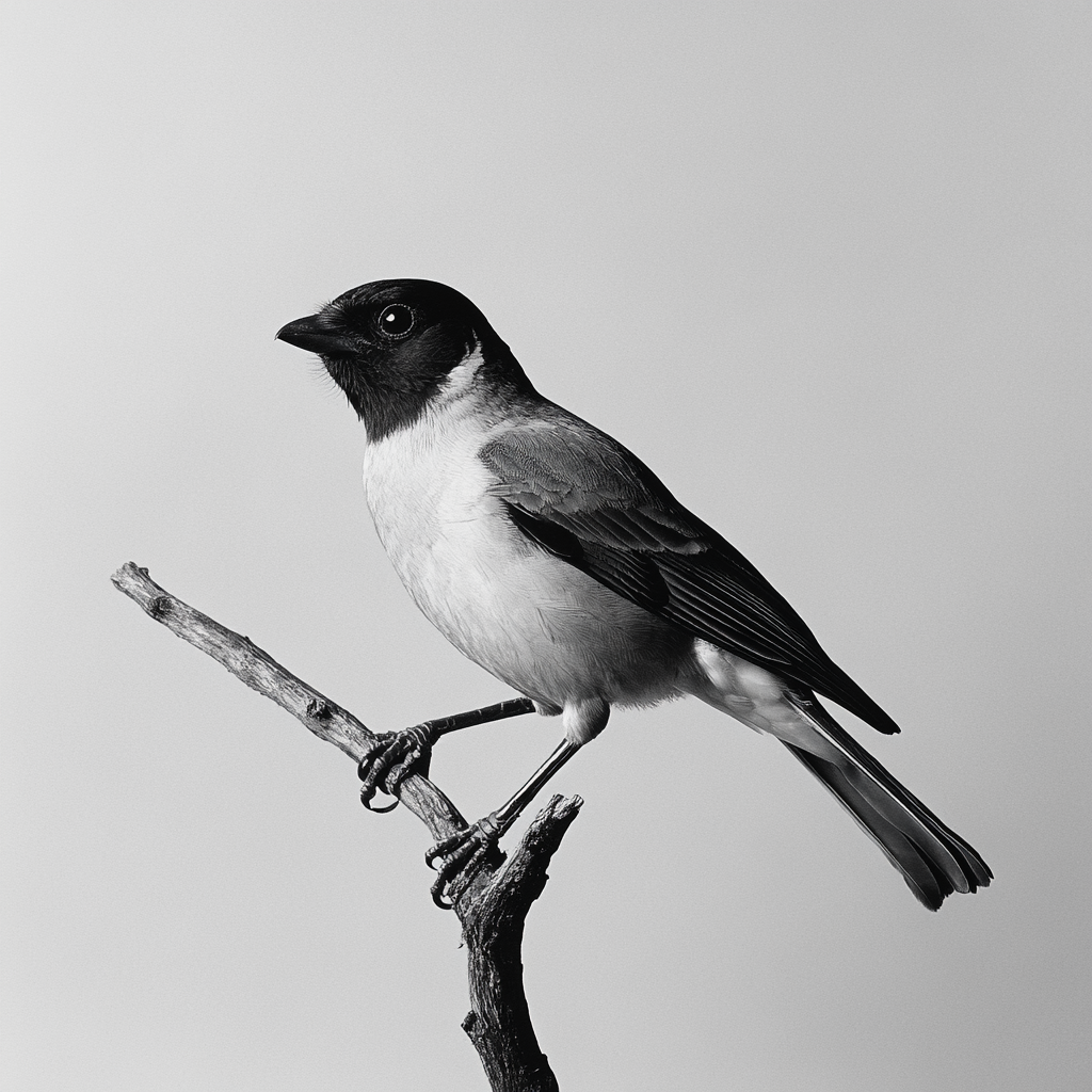 Monochrome Bird on Branch Photo on Lummi