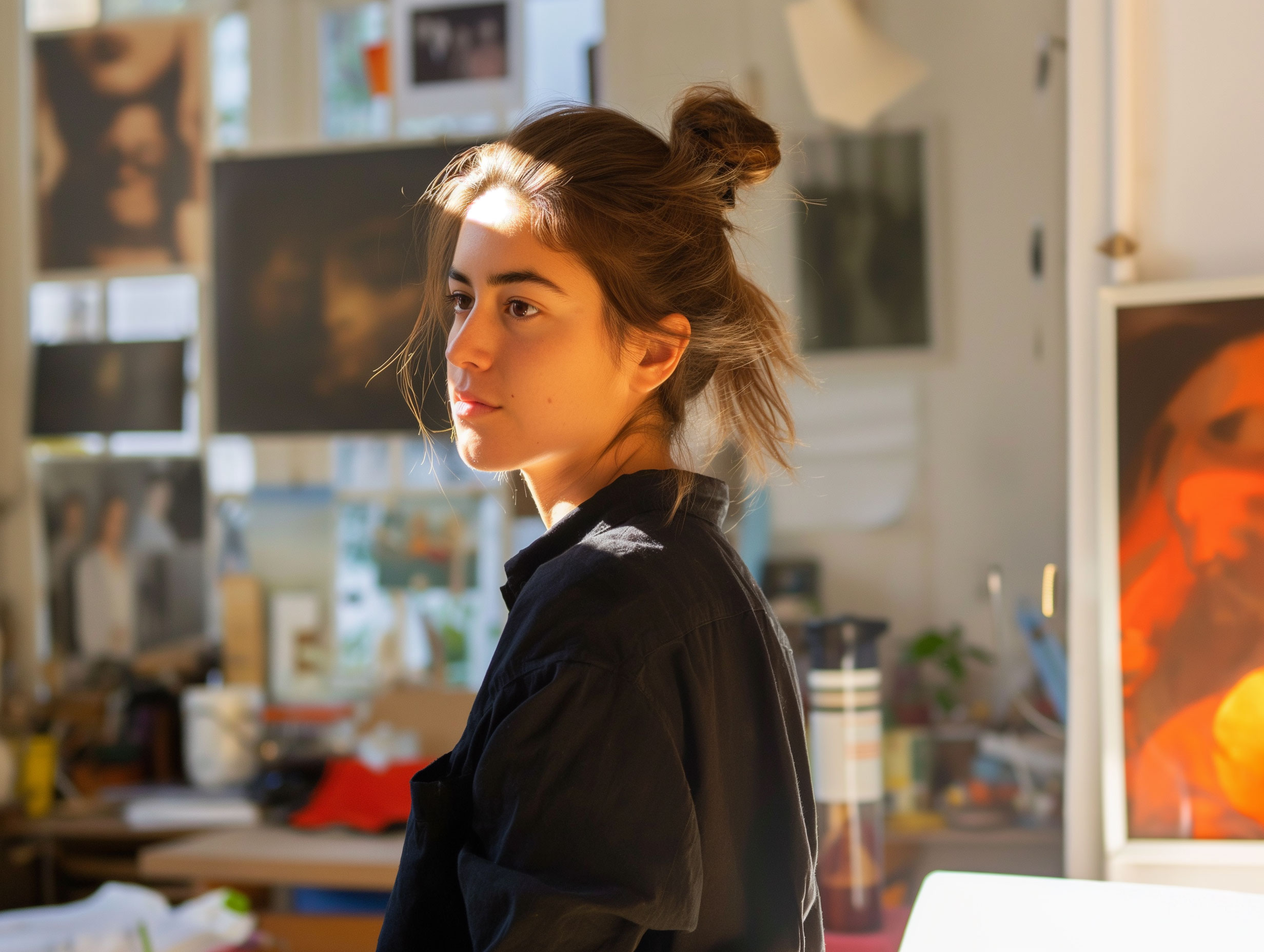 Contemplative Artist in Studio Photo on Lummi