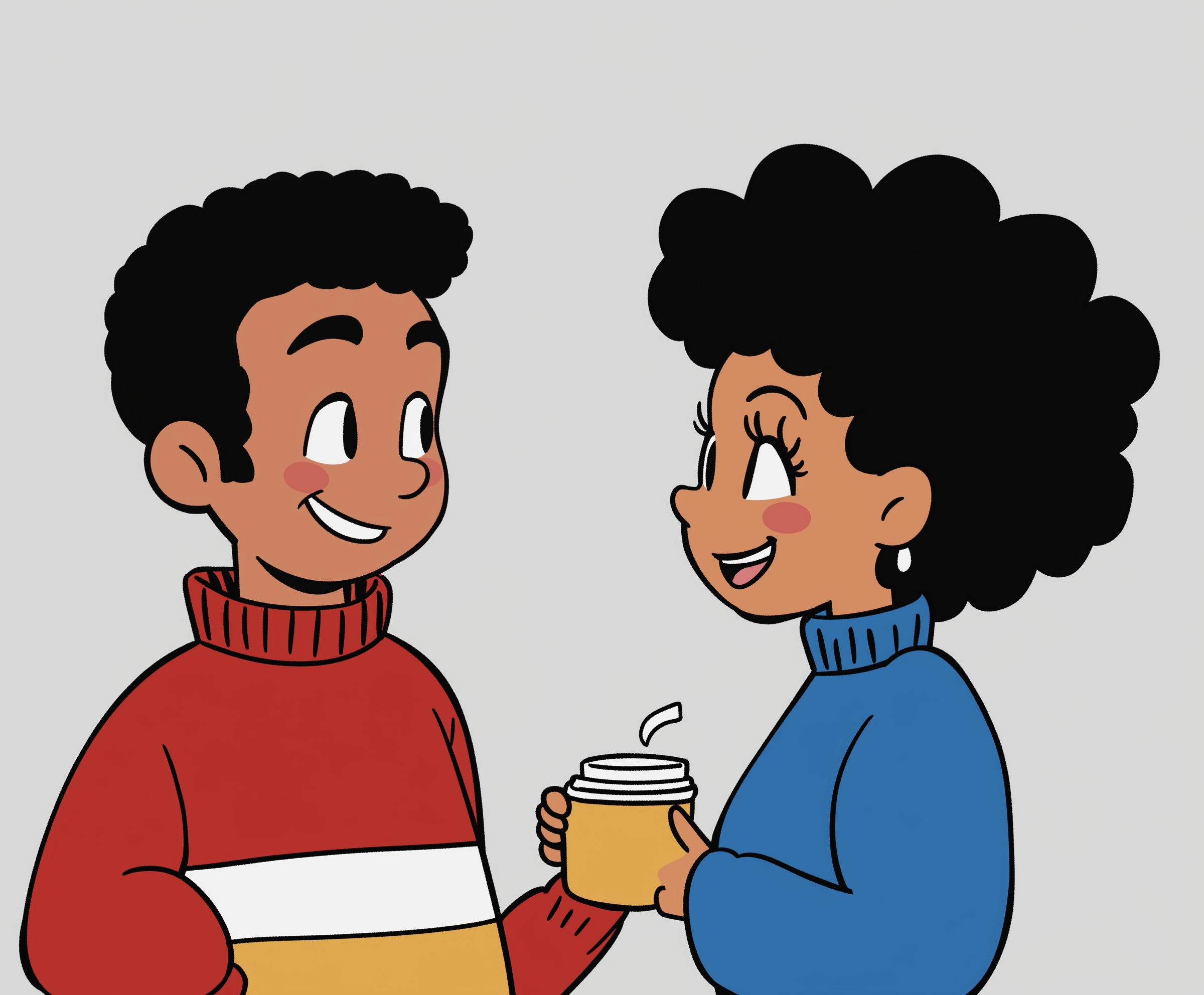 Animated Friends Sharing Coffee Illustration on Lummi
