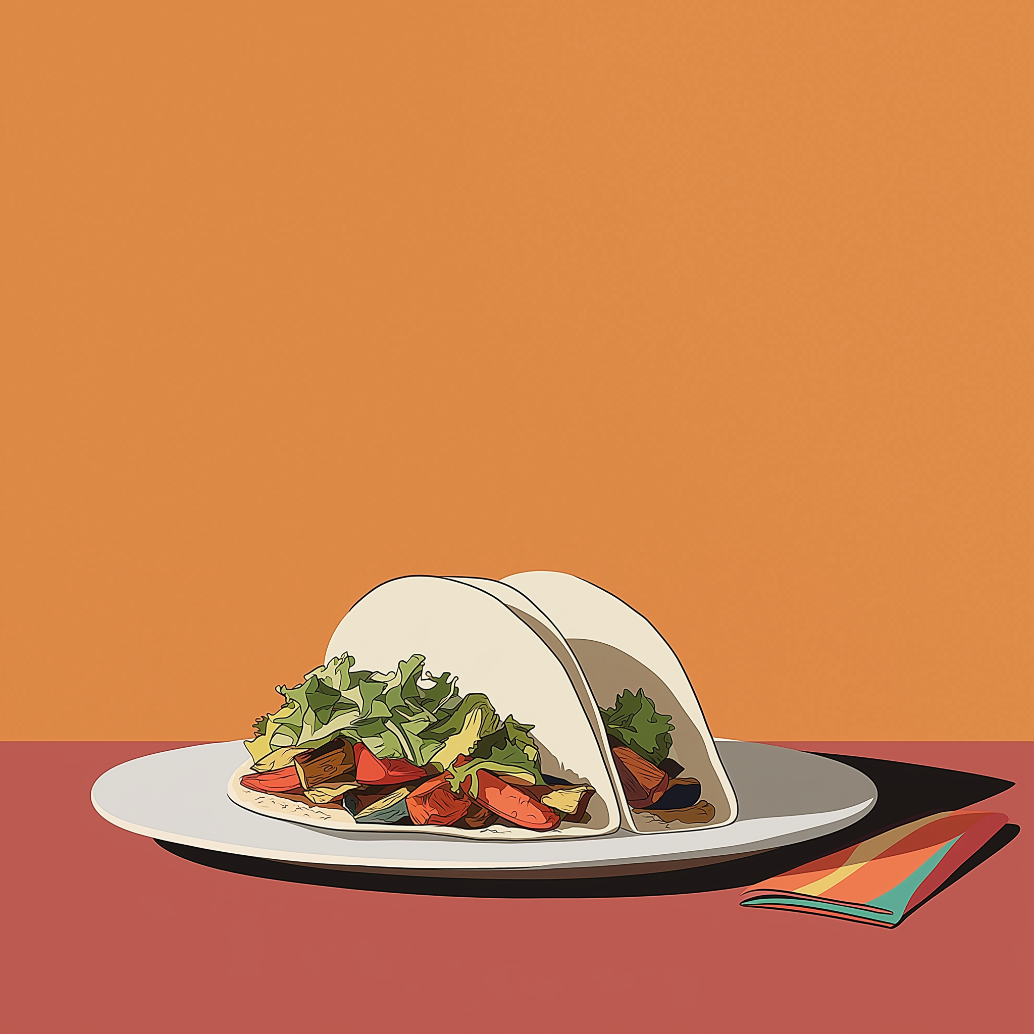 Lummi Illustration - Stylized Vegetarian Taco Illustration