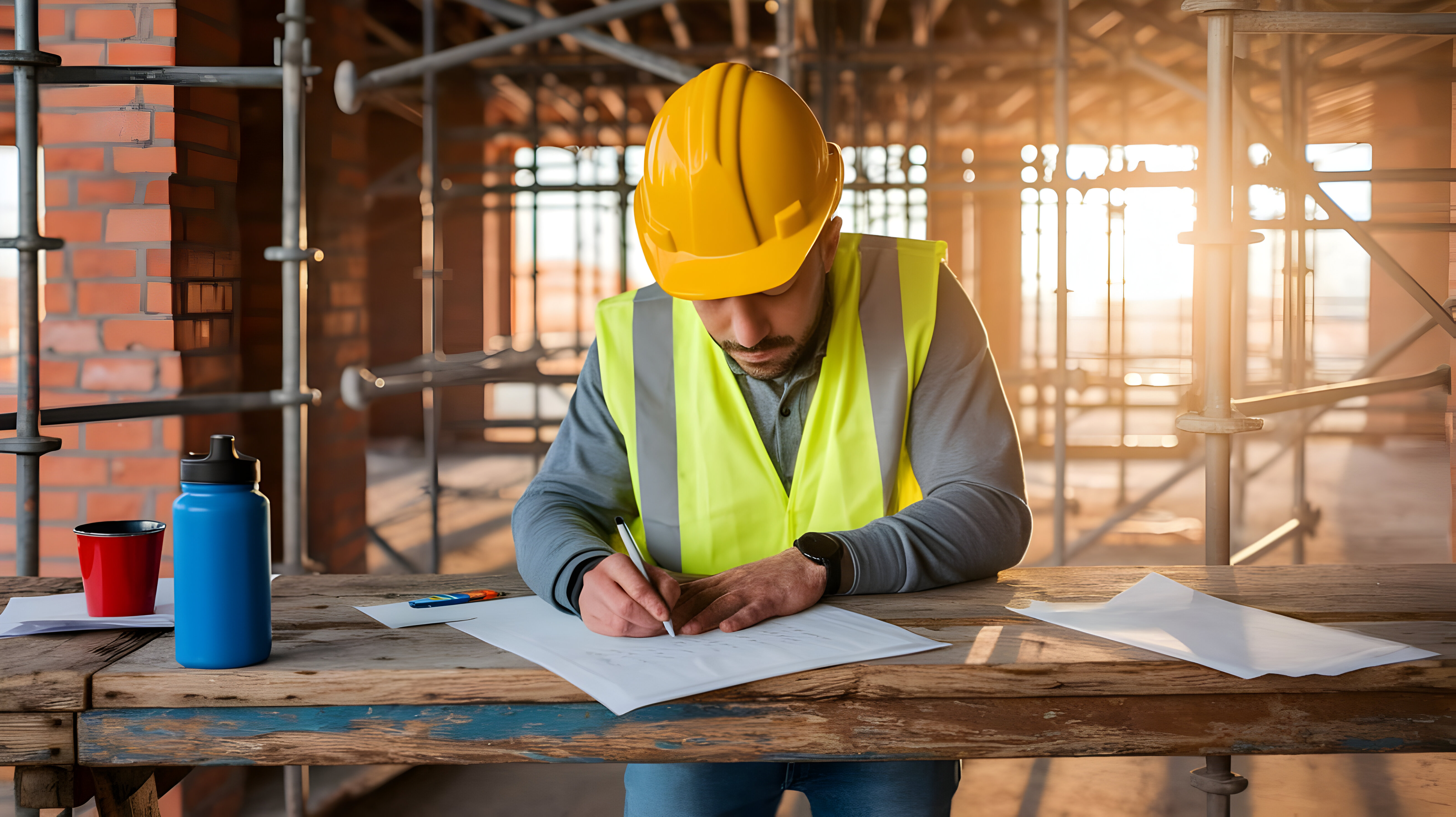 Construction Worker Writing Photo on Lummi