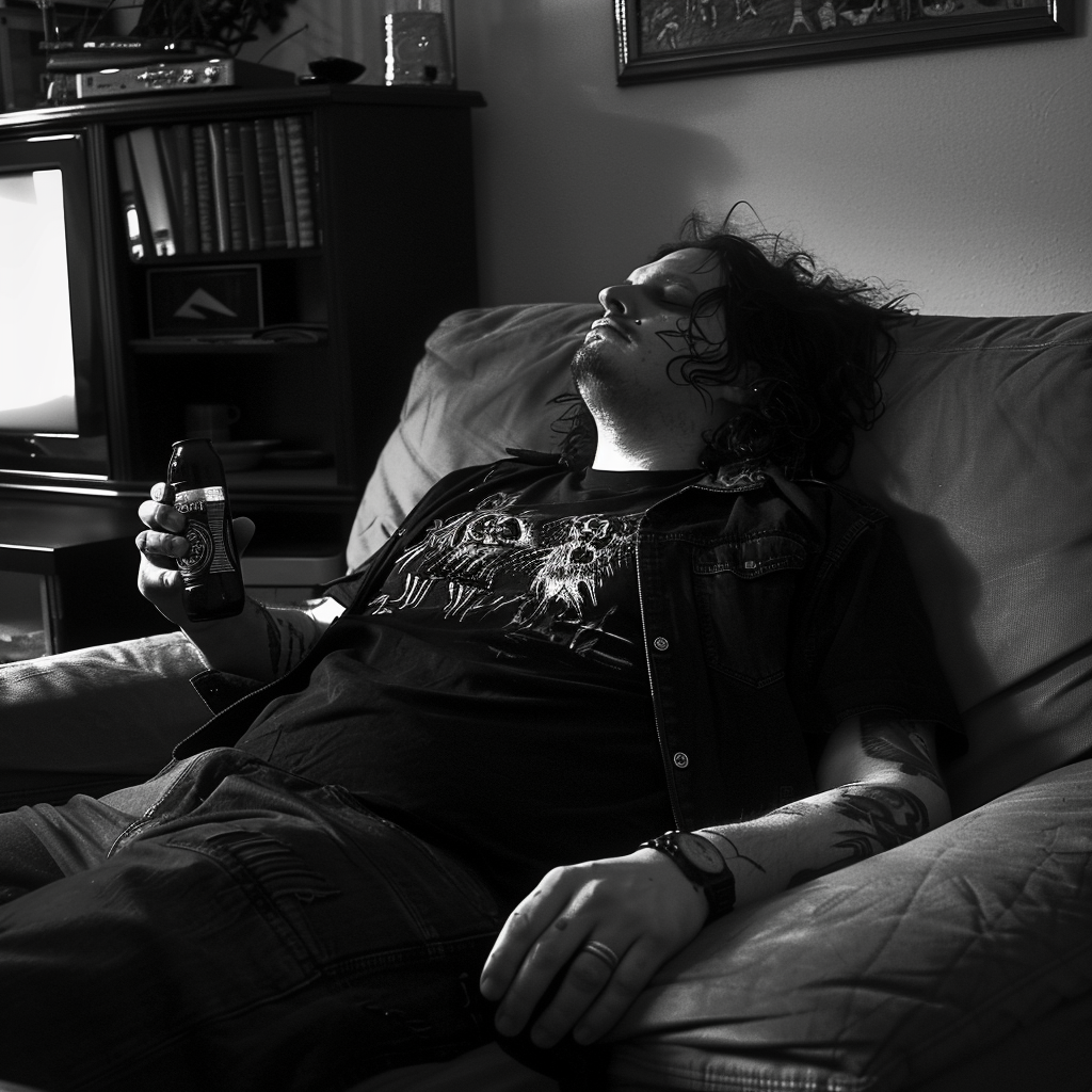 Weary Man Resting on Sofa Photo on Lummi