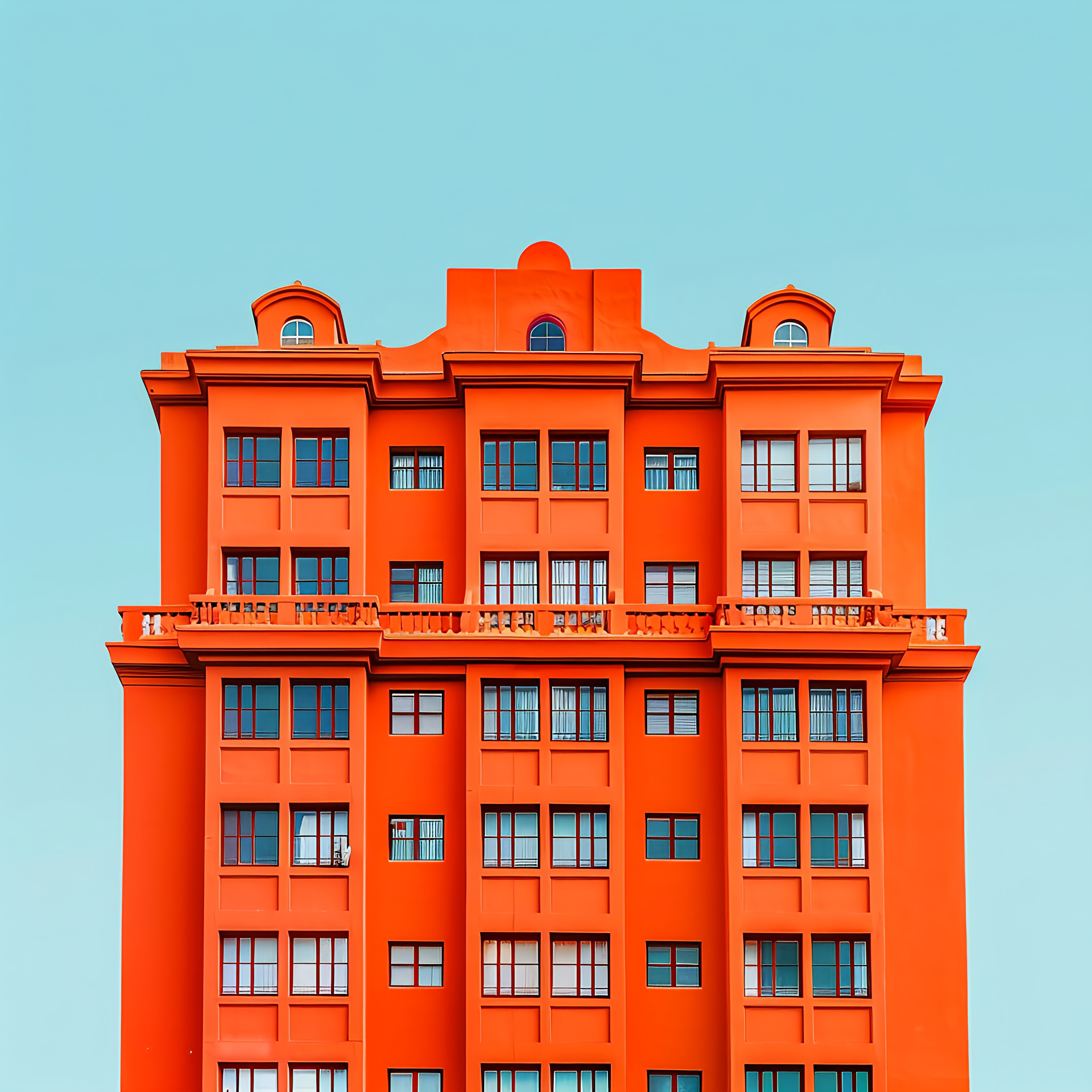 Vibrant Orange Building Against Blue Sky Photo on Lummi