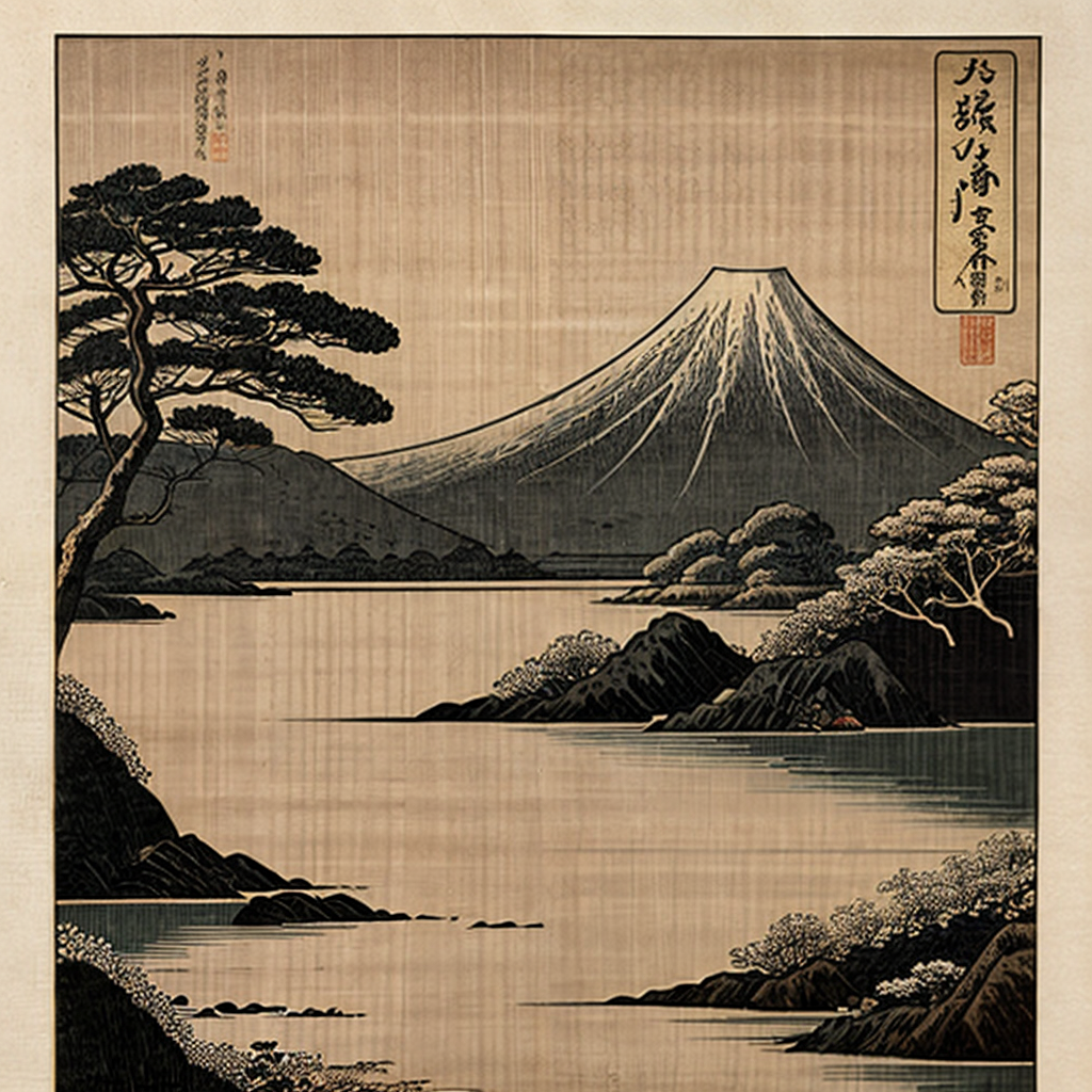 Lummi Illustration - Traditional Japanese Woodblock Print of Mount Fuji