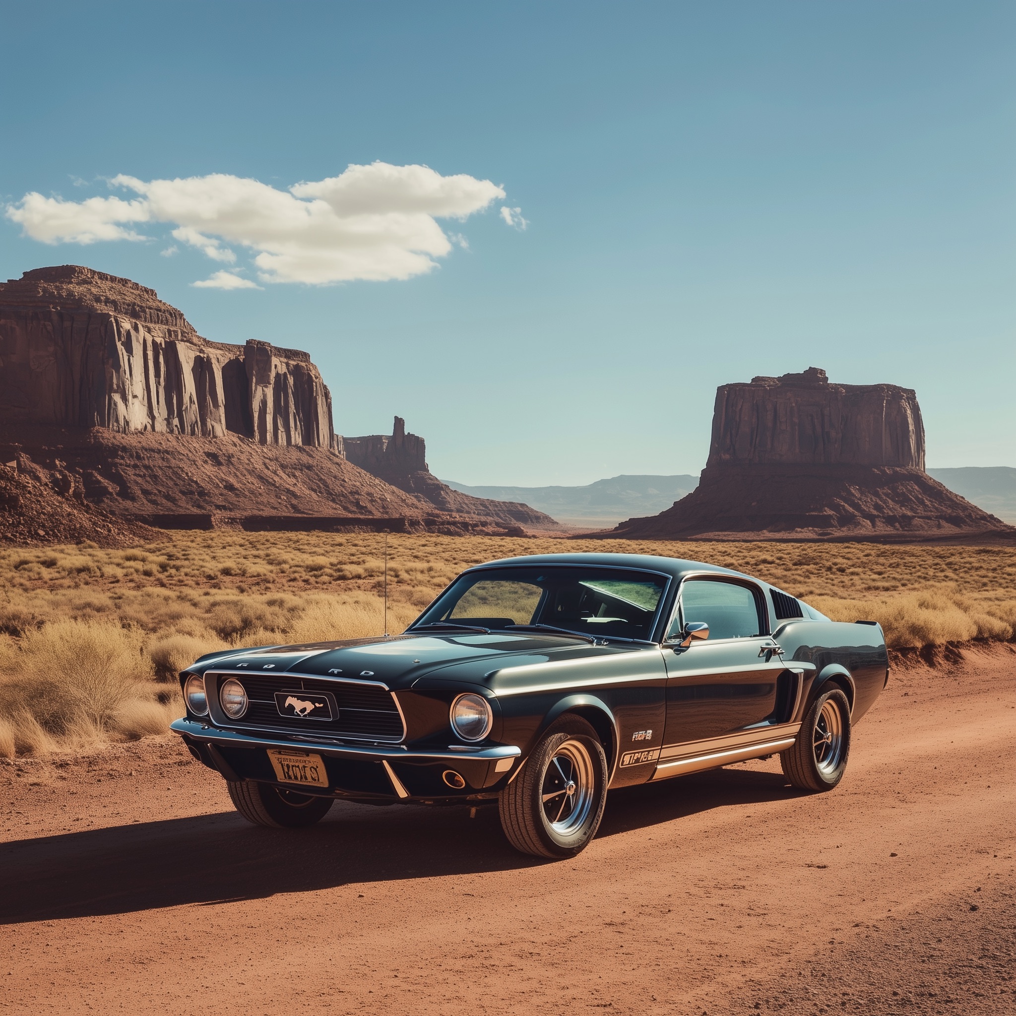 Classic Mustang in Desert Photo on Lummi