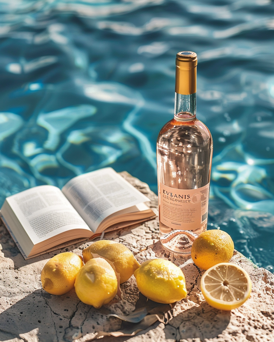 Summer Relaxation Scene with Rosé and Lemons Photo on Lummi