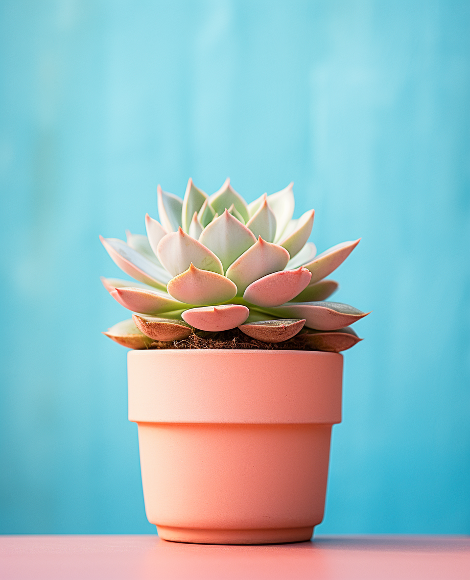 Pastel Succulent in Matte Coral-Pink Pot 3D Image on Lummi