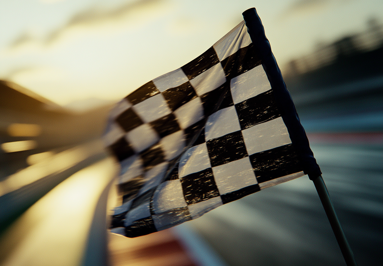 Lummi Photo - Waving Checkered Flag at Race Finale
