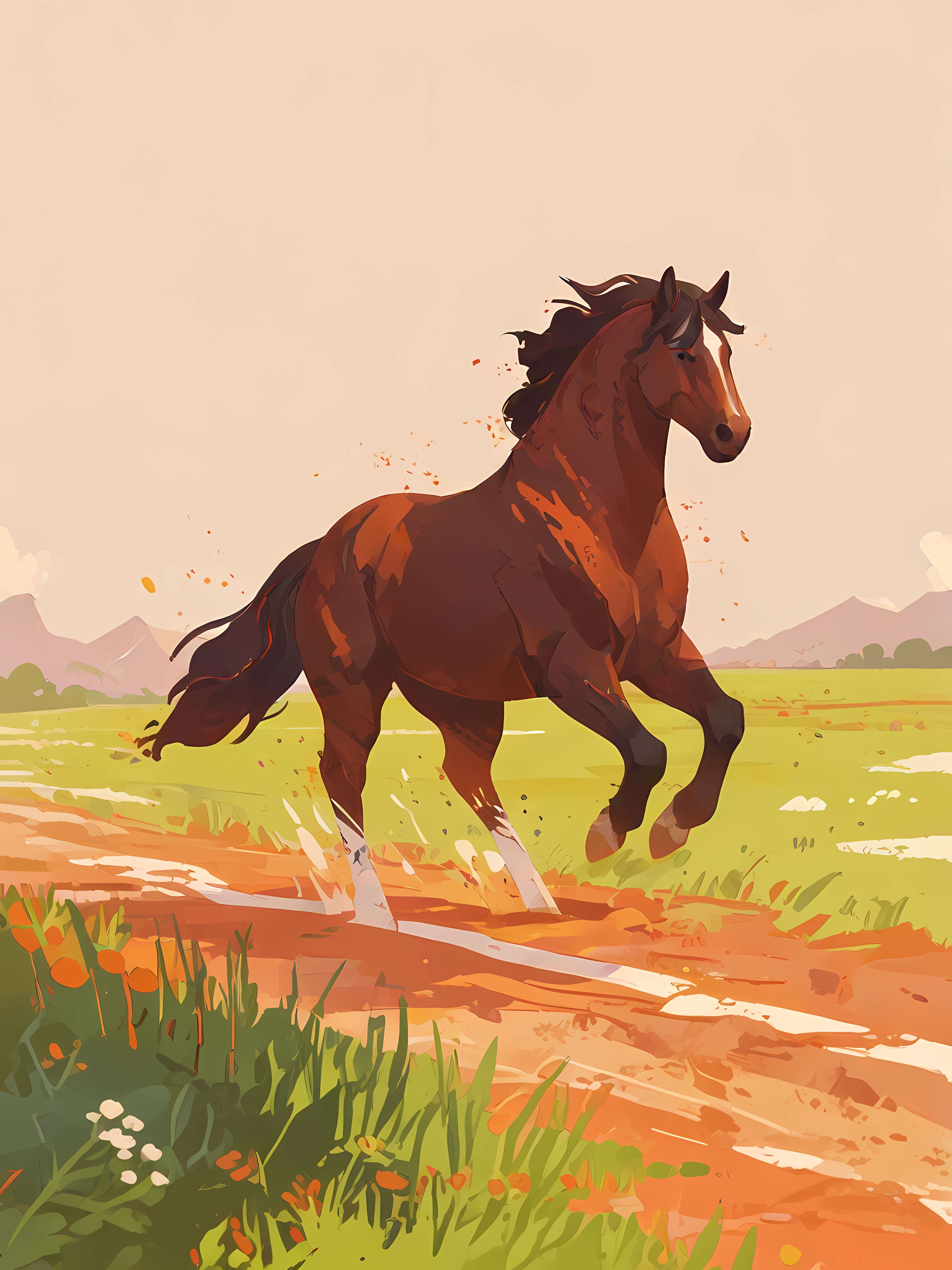 Galloping Horse Art Illustration on Lummi