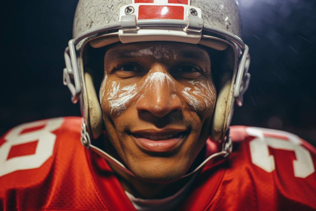 Confident Quarterback in Red Photo on Lummi