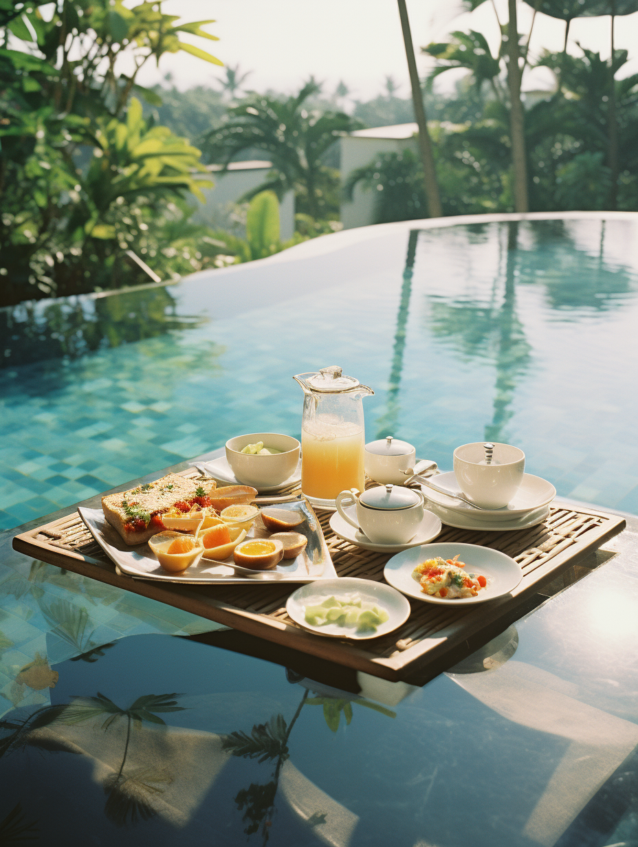 Luxurious Tropical Infinity Pool Breakfast Photo on Lummi