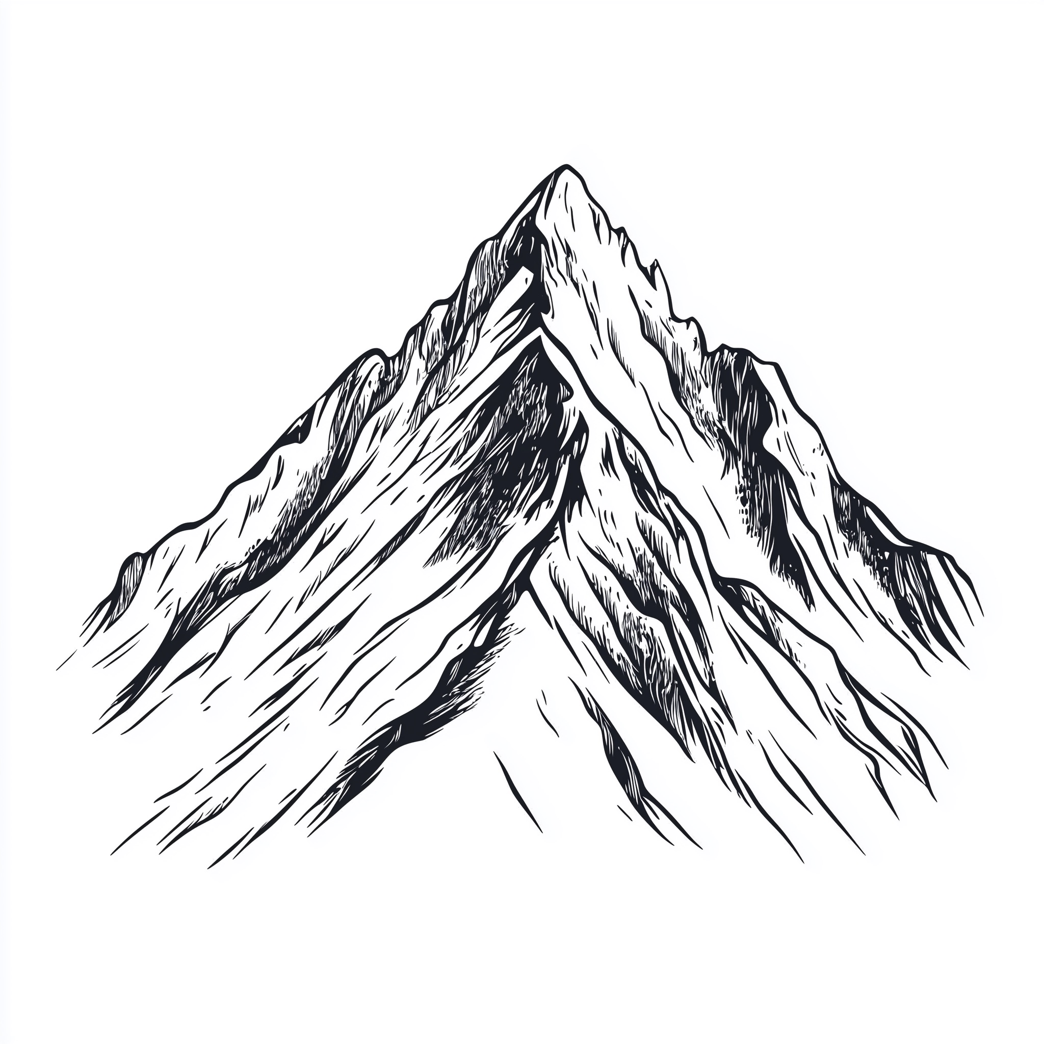 Rugged Mountain Drawing Illustration on Lummi