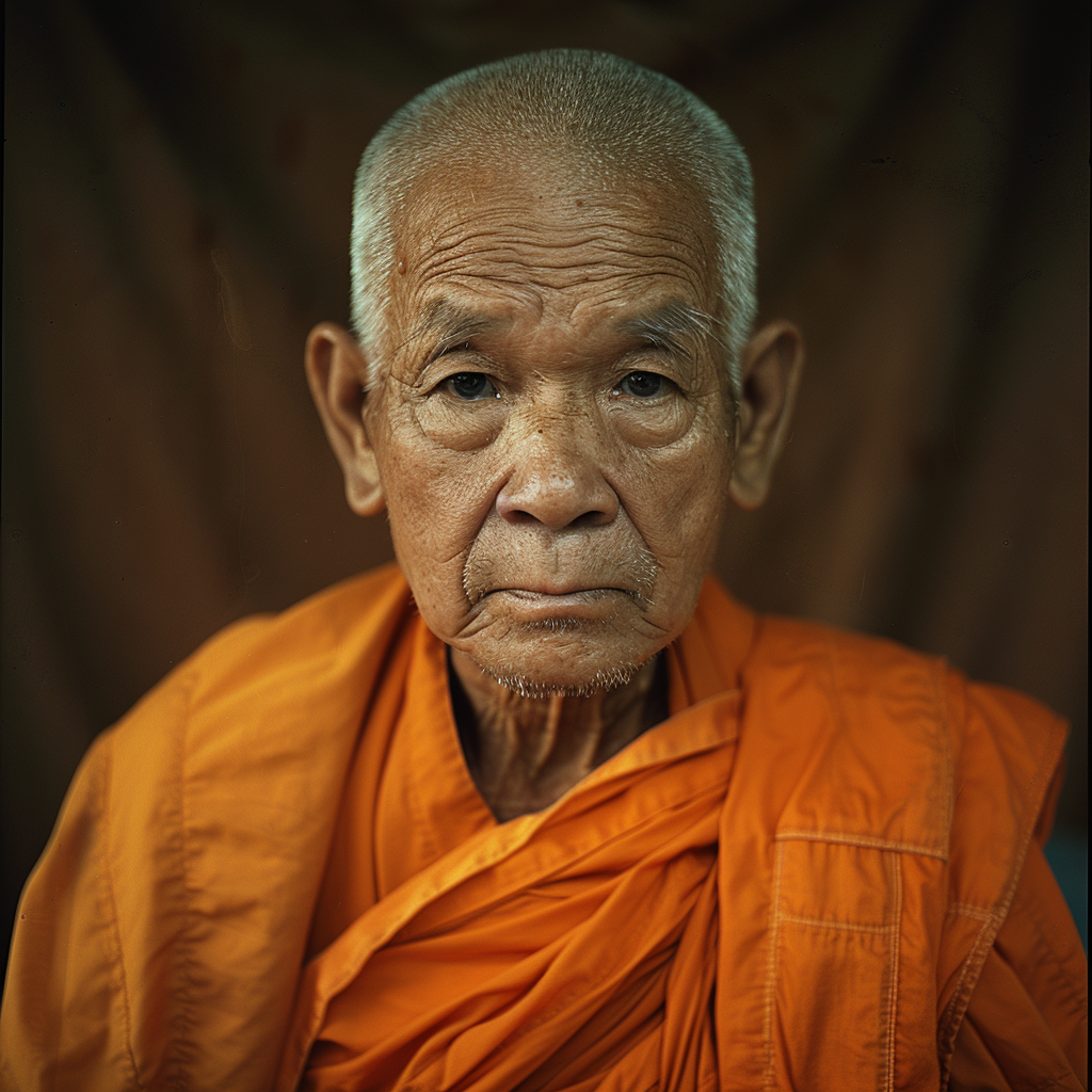 Elderly Southeast Asian Monk Portrait Photo on Lummi