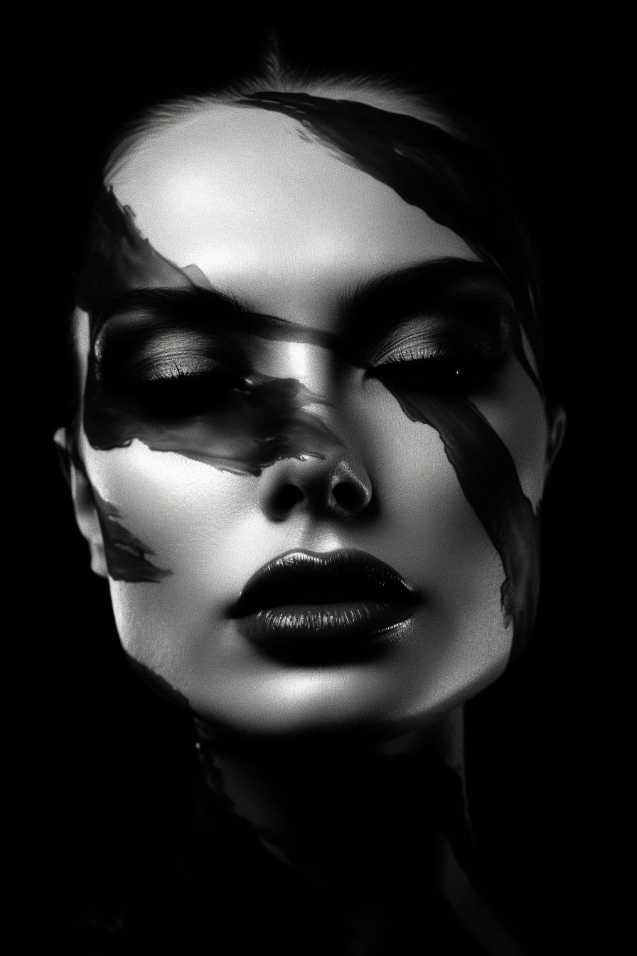 High-Contrast Portrait of a Painted Woman Photo on Lummi