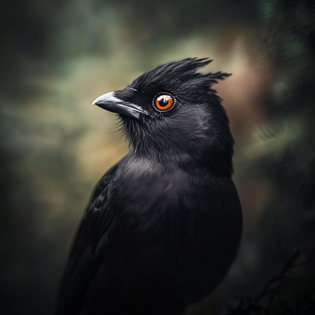 Striking Black Bird with Orange Eyes Photo on Lummi