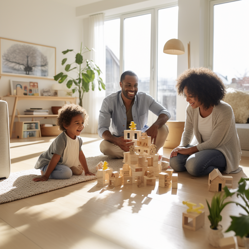 Family Joy with Wooden Blocks Photo on Lummi
