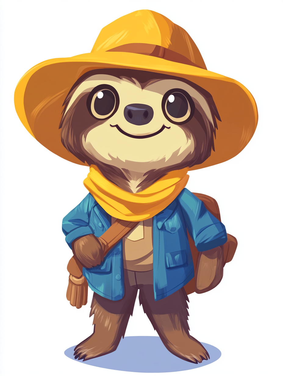 Charming Cartoon Sloth Illustration on Lummi