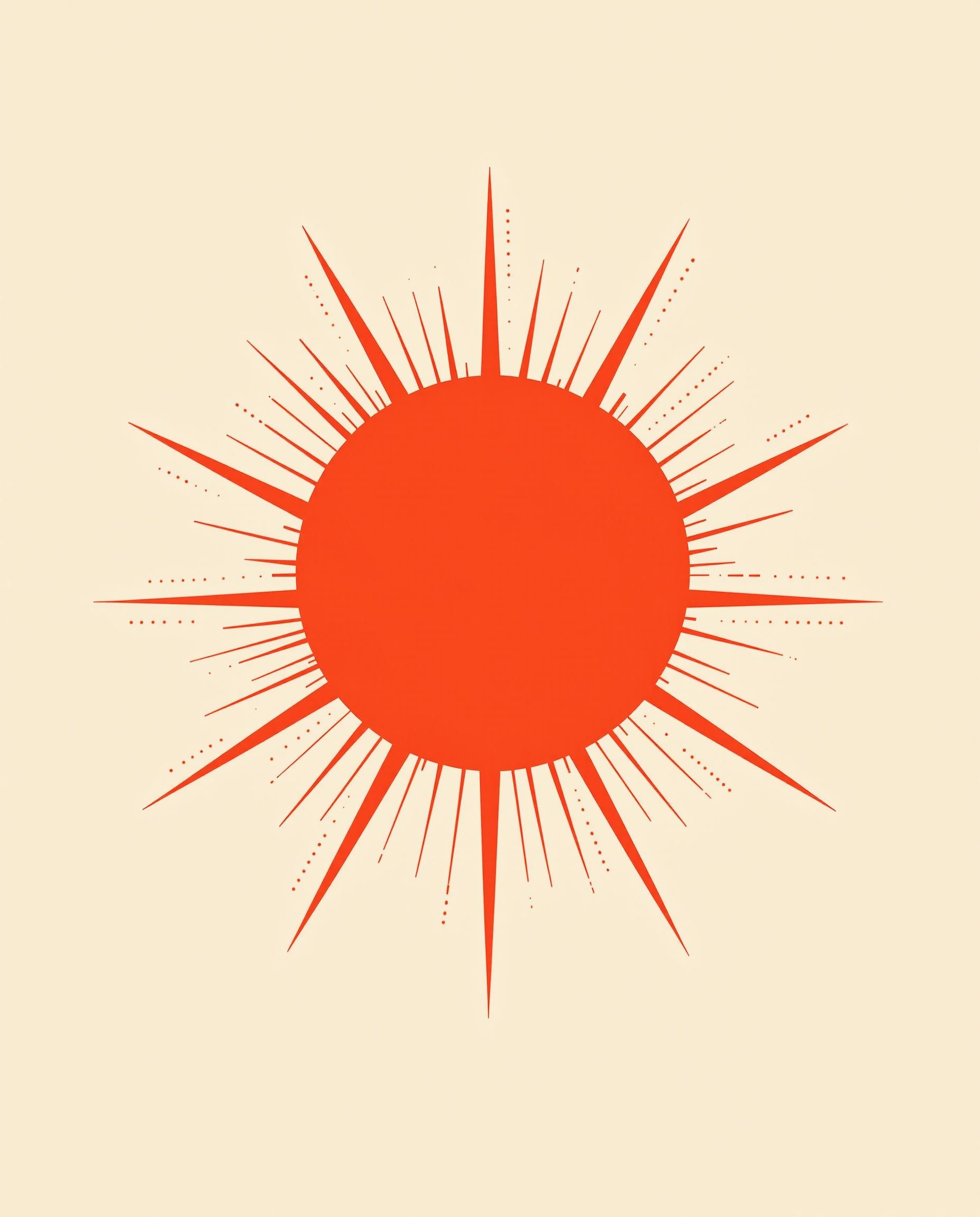 Minimalist Red Sun Art Illustration on Lummi