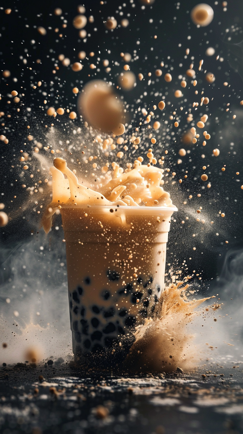 Dramatic Bubble Tea Splash Photo on Lummi