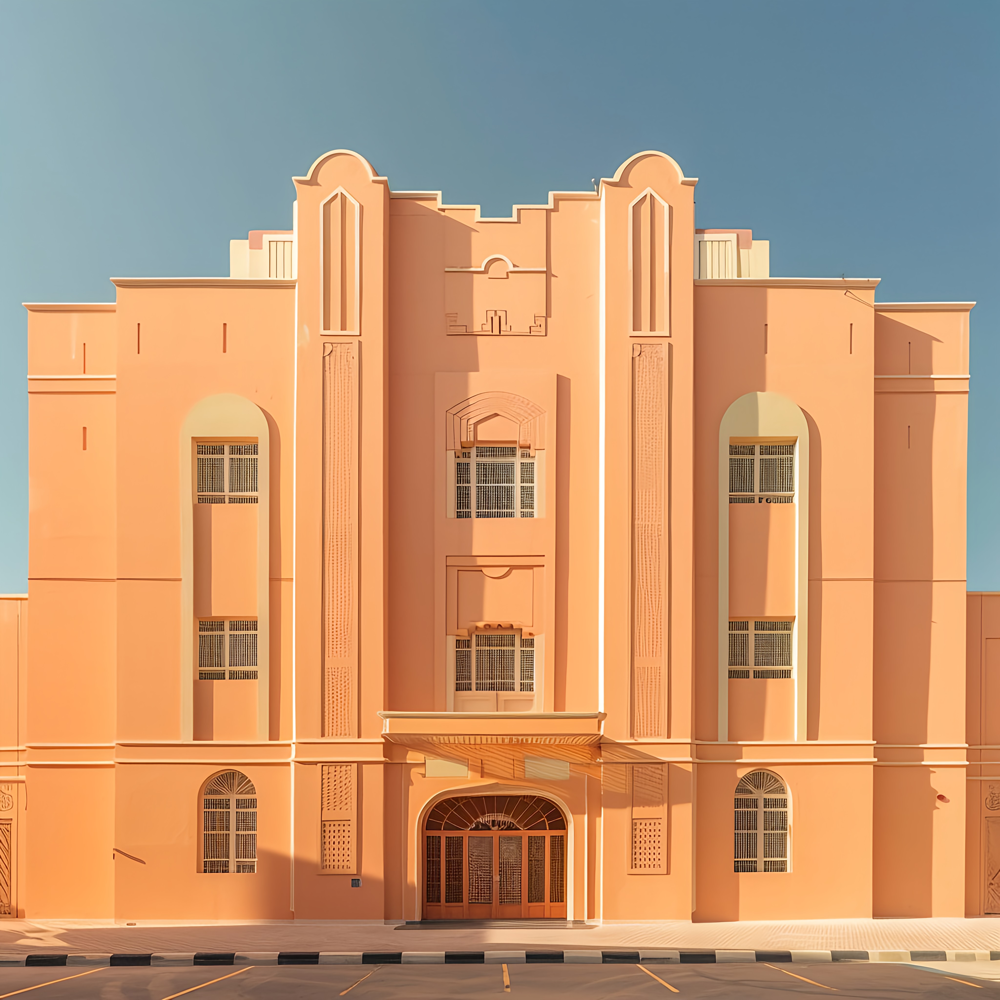 Grand Peach-Colored Art Deco Building Photo on Lummi