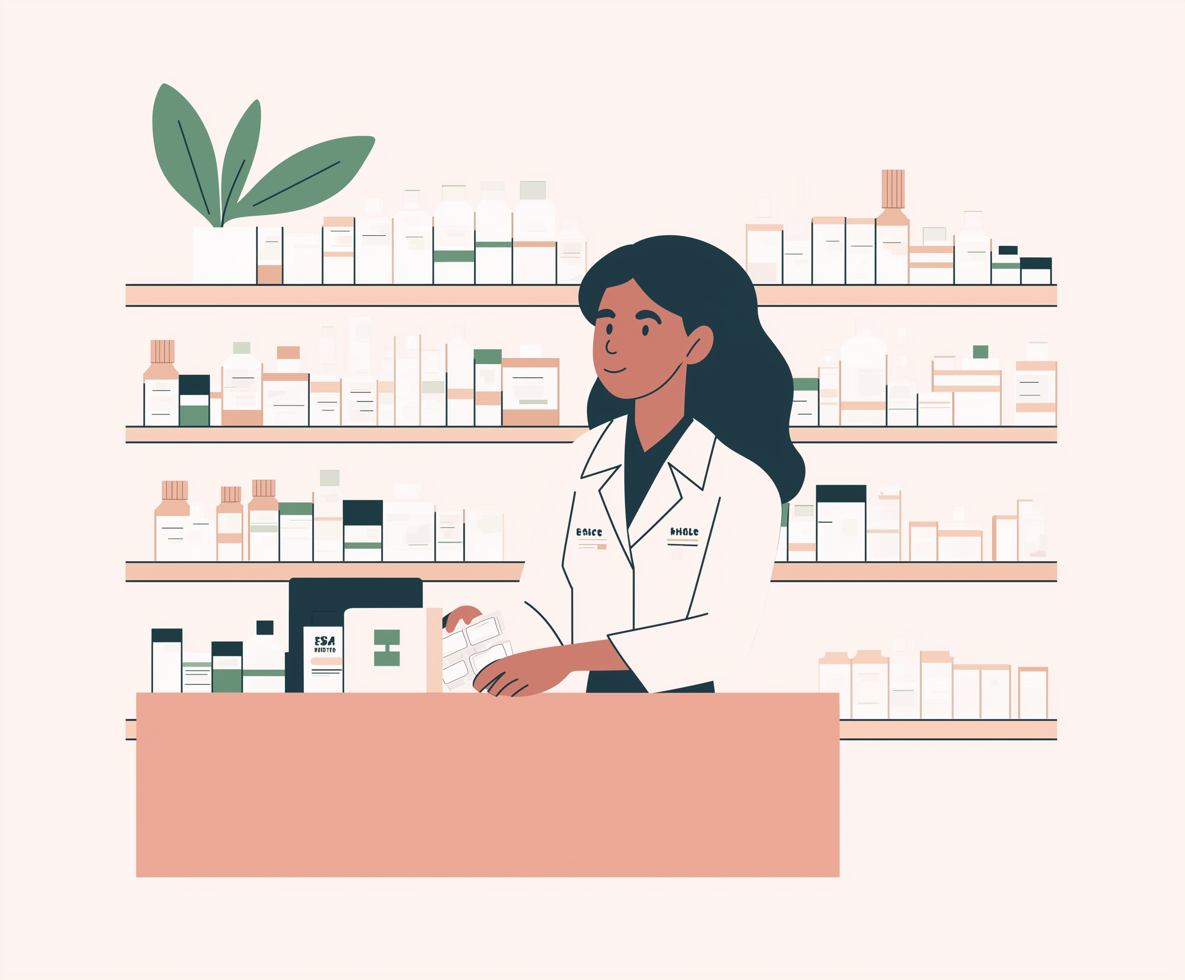 Pharmacy Service Counter Interaction Illustration on Lummi