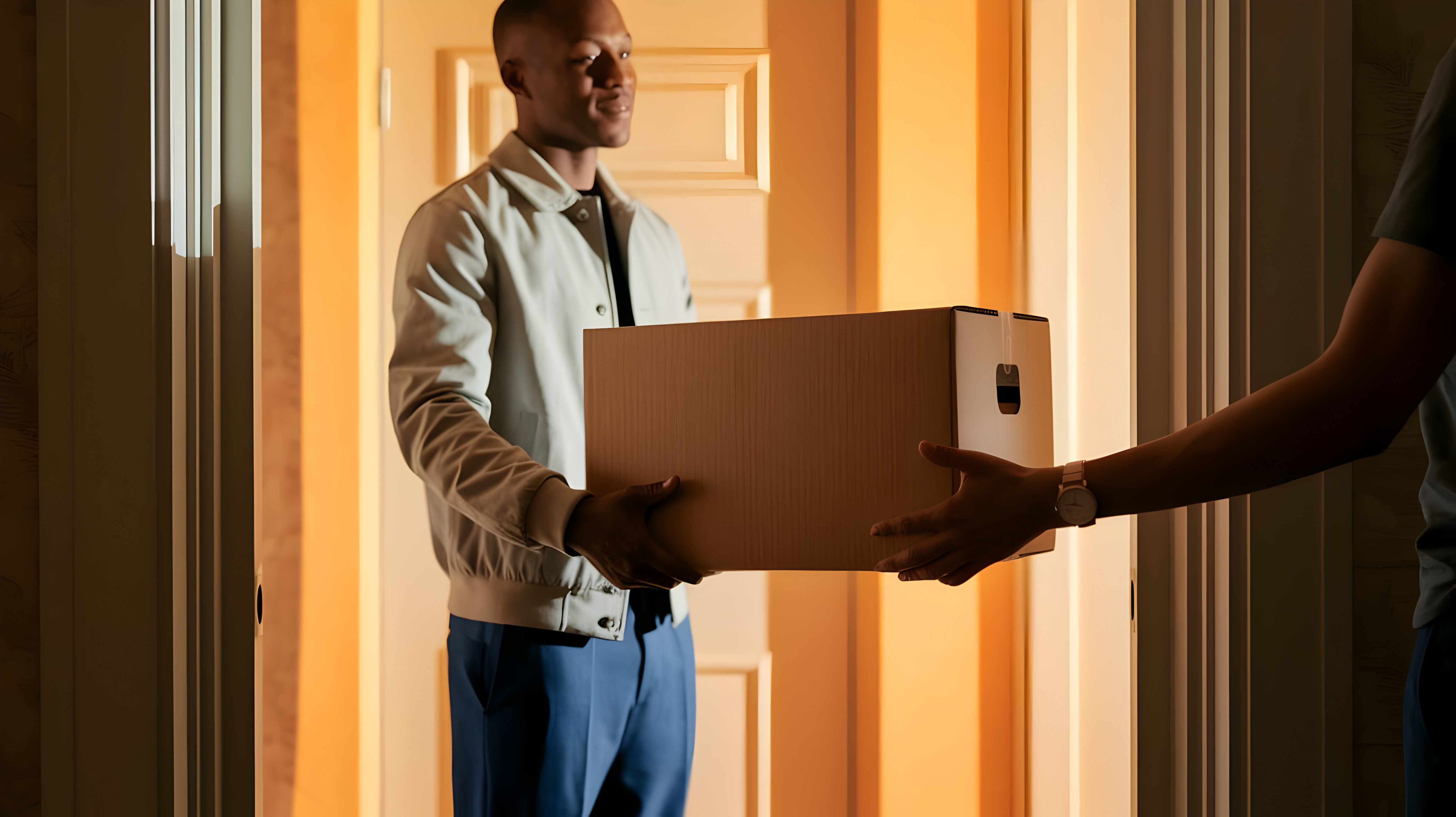 Man Receiving a Box Photo on Lummi