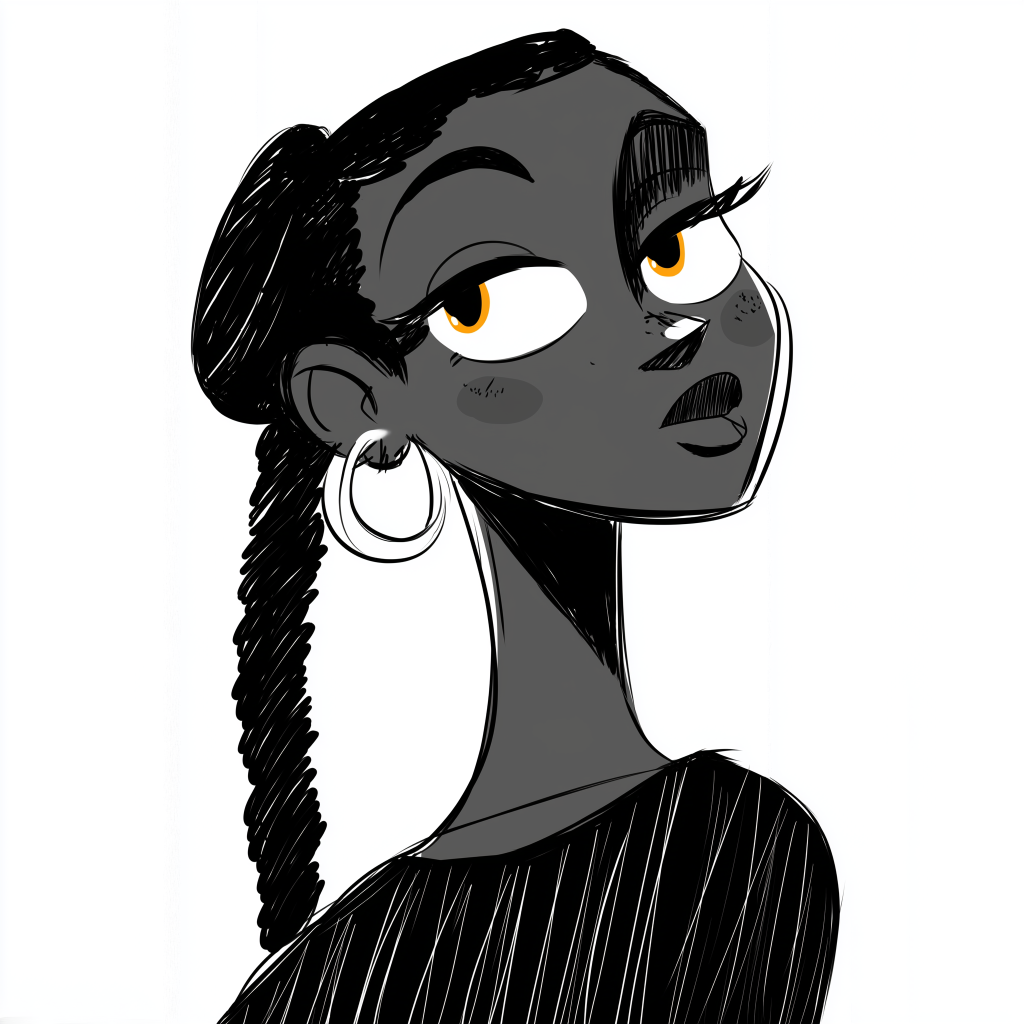 Stylized Portrait with Elongated Neck Illustration on Lummi