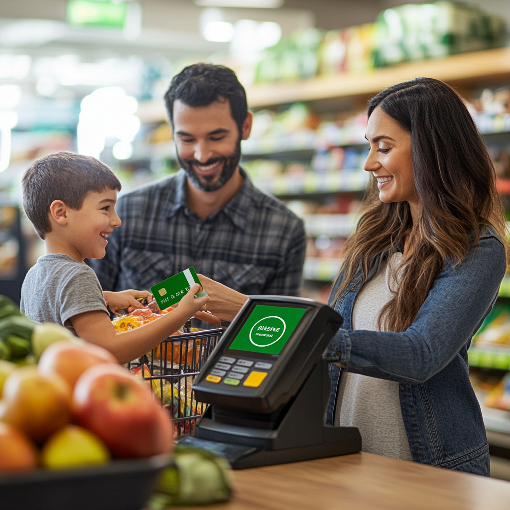 Family Shopping Checkout Moment Photo on Lummi