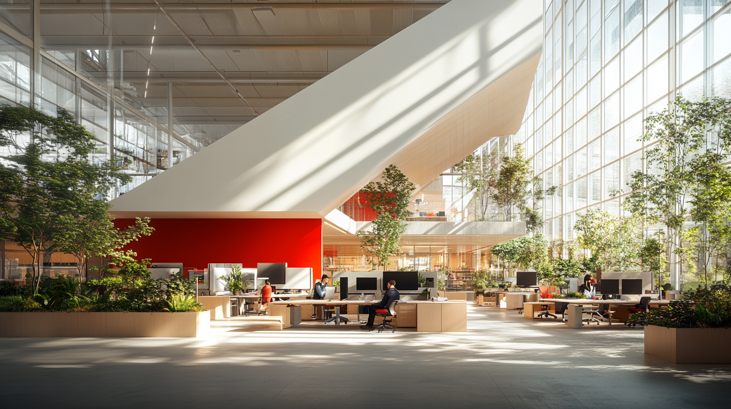 Modern Open-Plan Office with Greenery Photo on Lummi