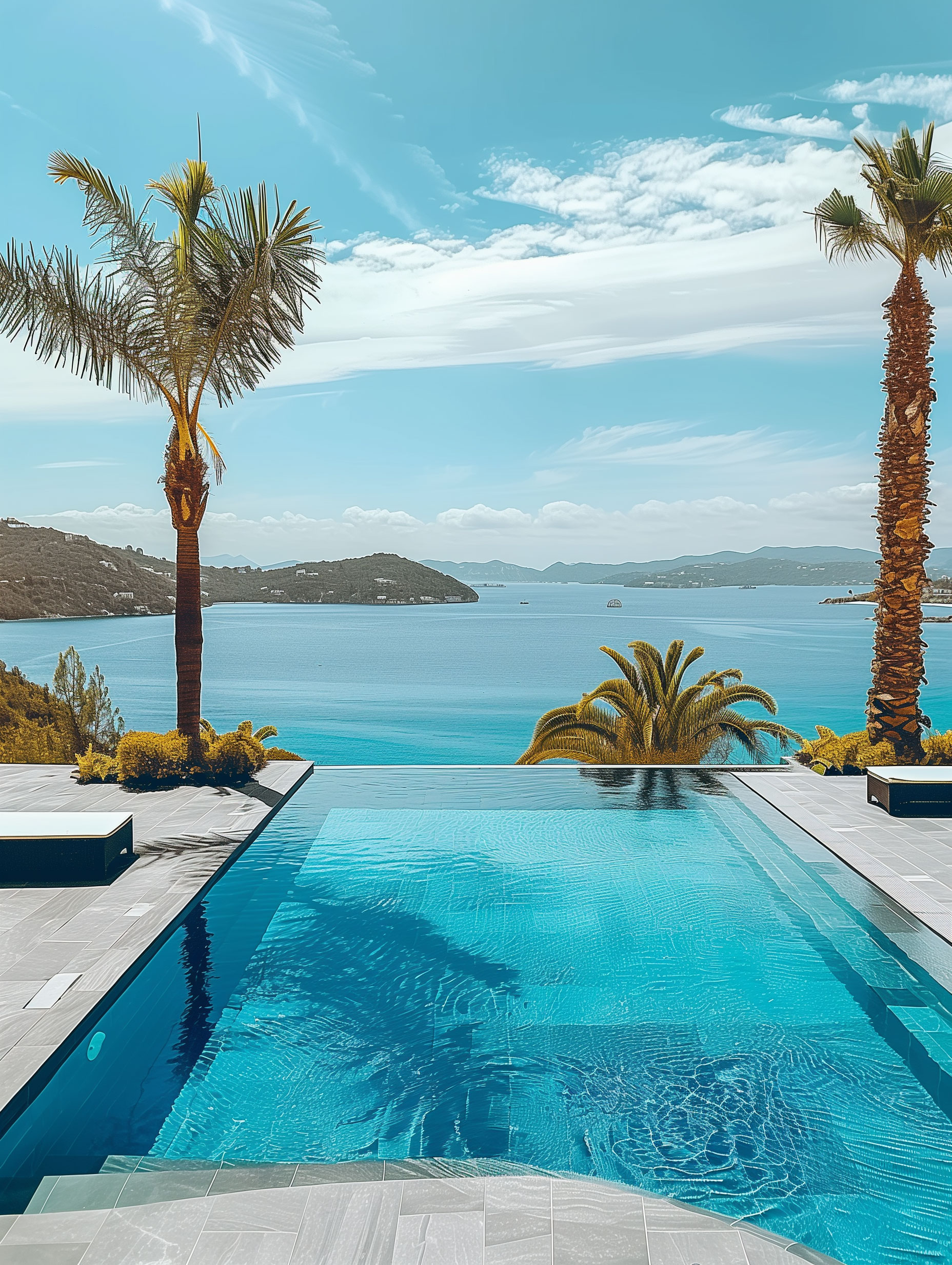 Luxurious Infinity Pool Overlooking Coastal Landscape Photo on Lummi