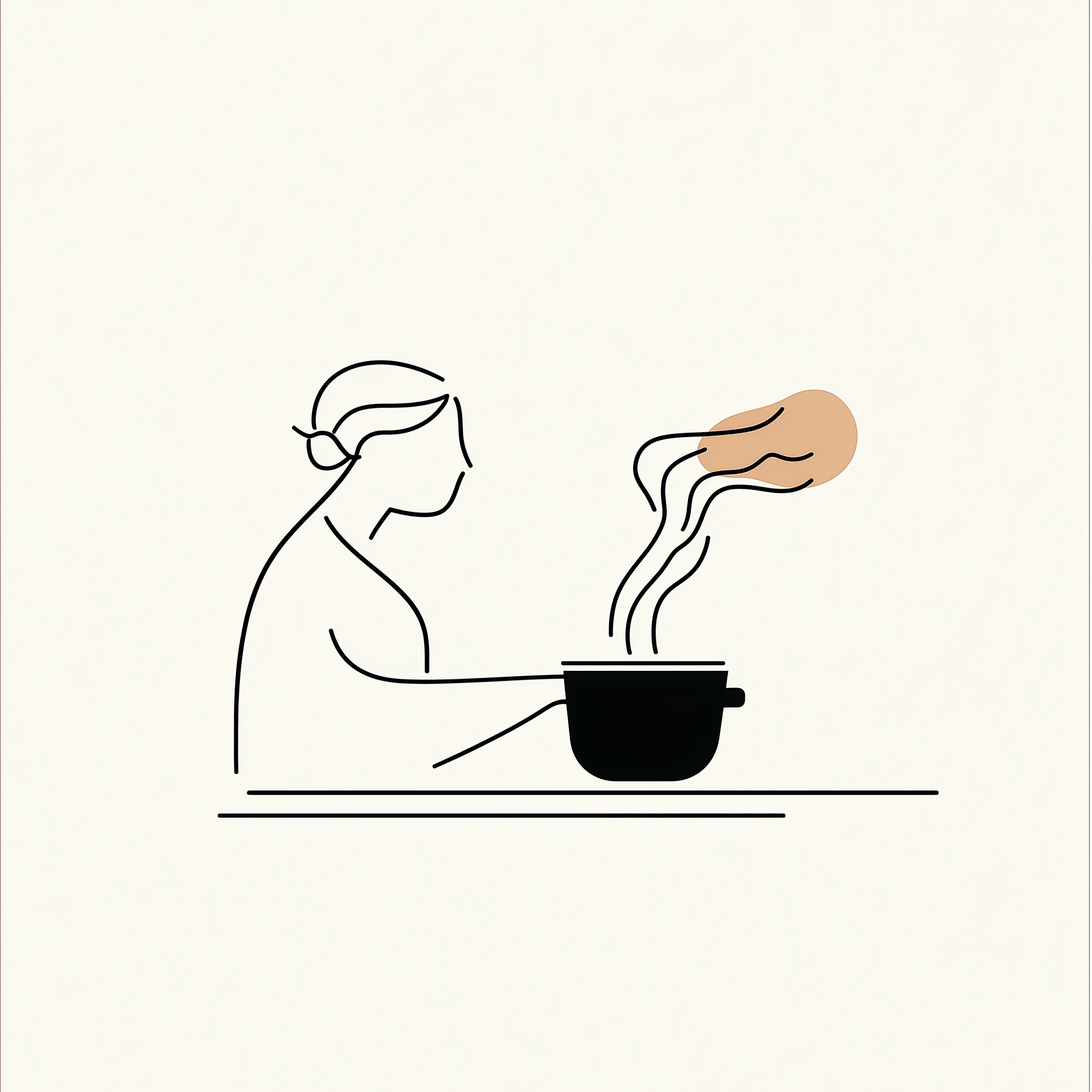 Minimalist Cooking Line Drawing Illustration on Lummi