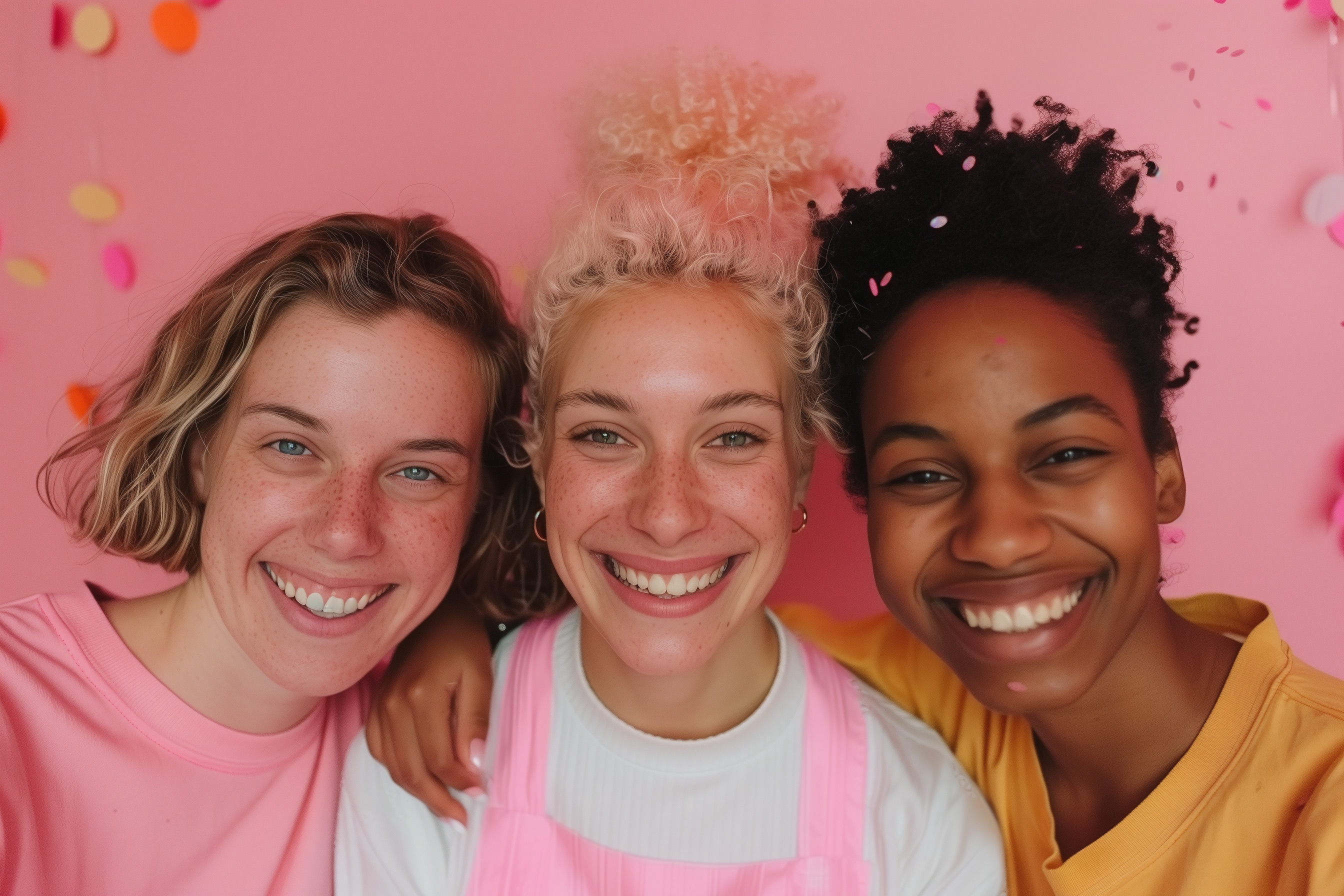 Joyful Trio with Confetti Photo on Lummi