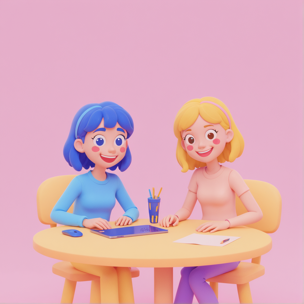 Cartoon Characters at Table Illustration on Lummi