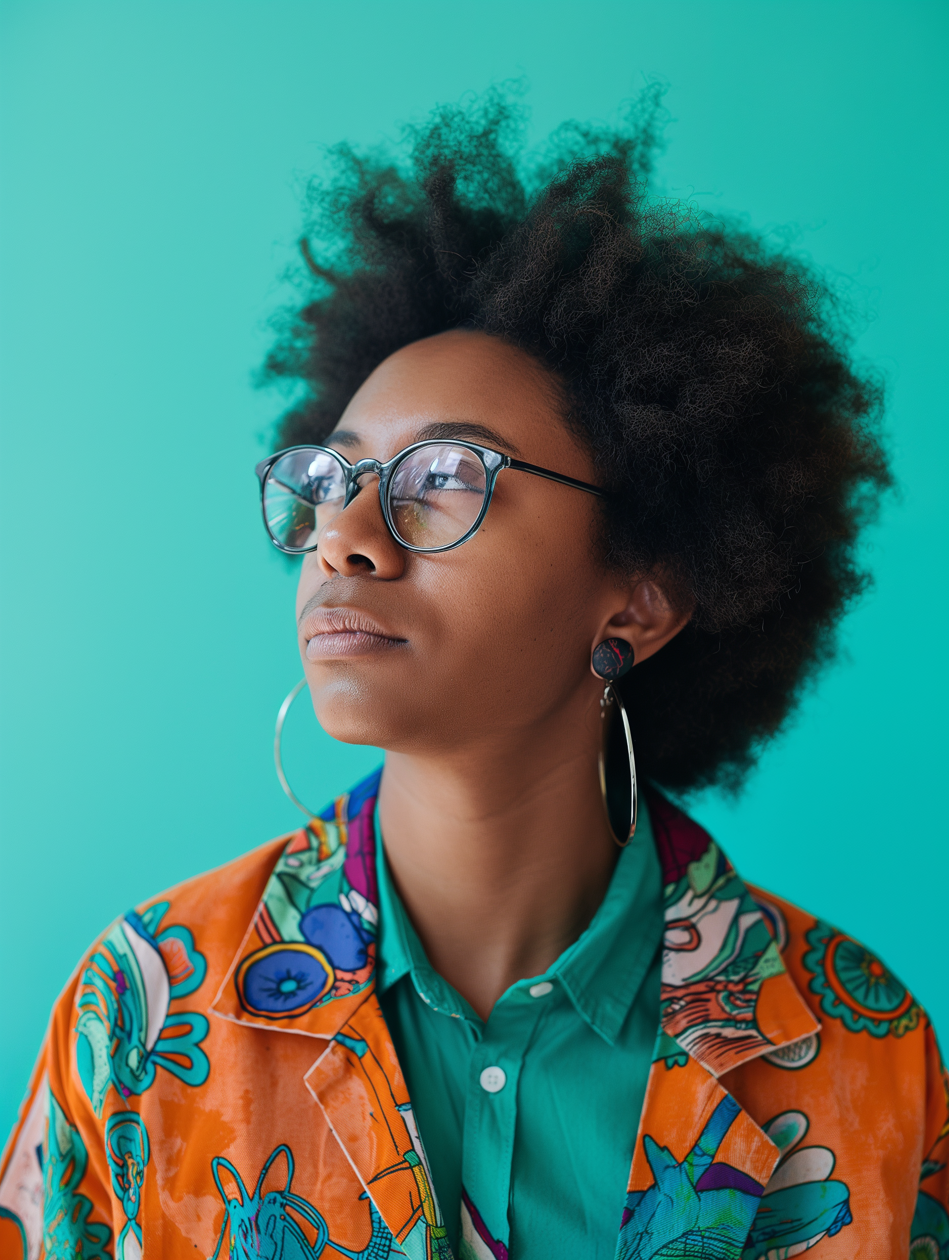 Thoughtful Individual with Vibrant Style Photo on Lummi