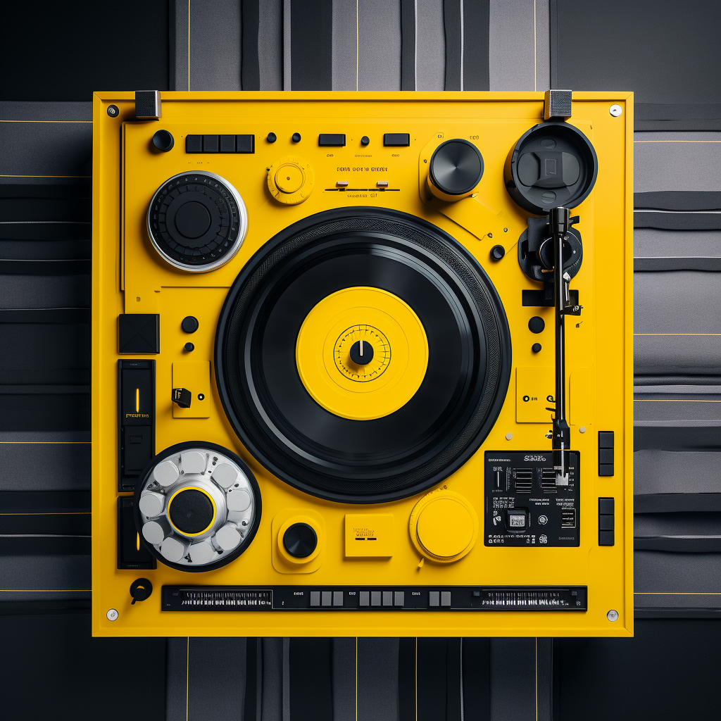 RetroFuturistic Yellow Turntable Photo on Lummi