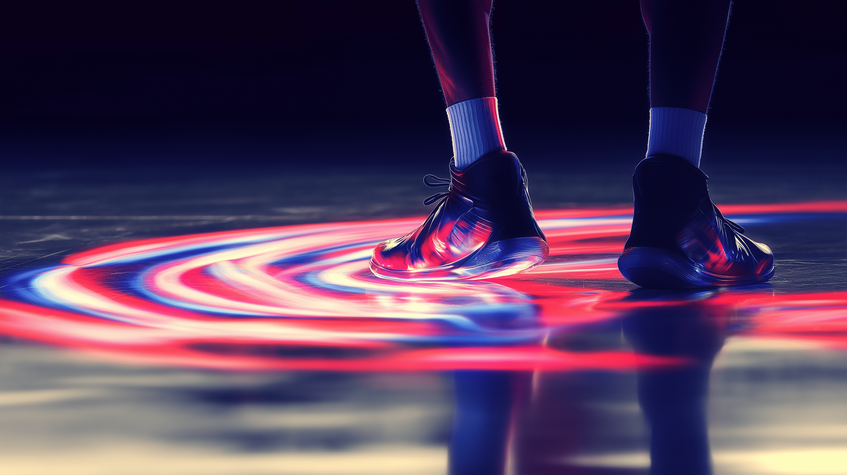 Dynamic Feet on Vibrant Lights Photo on Lummi