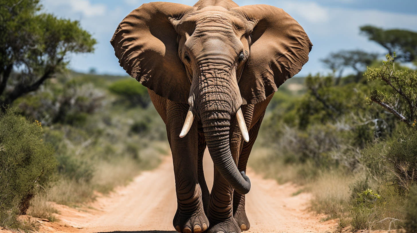Majestic Road Sentinel: The African Elephant Photo on Lummi