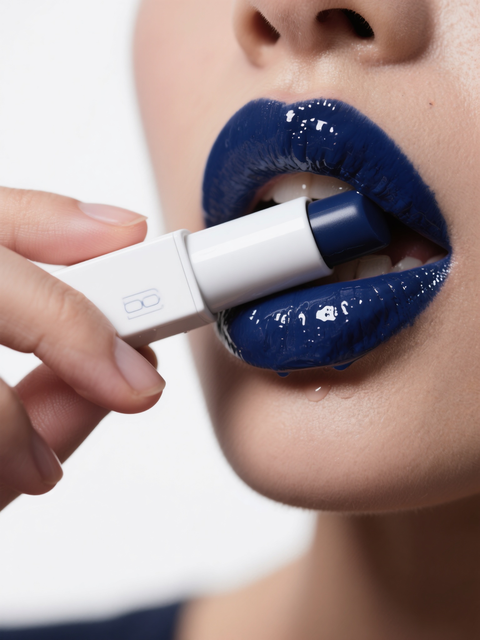 Applying Blue Lipstick Photo on Lummi
