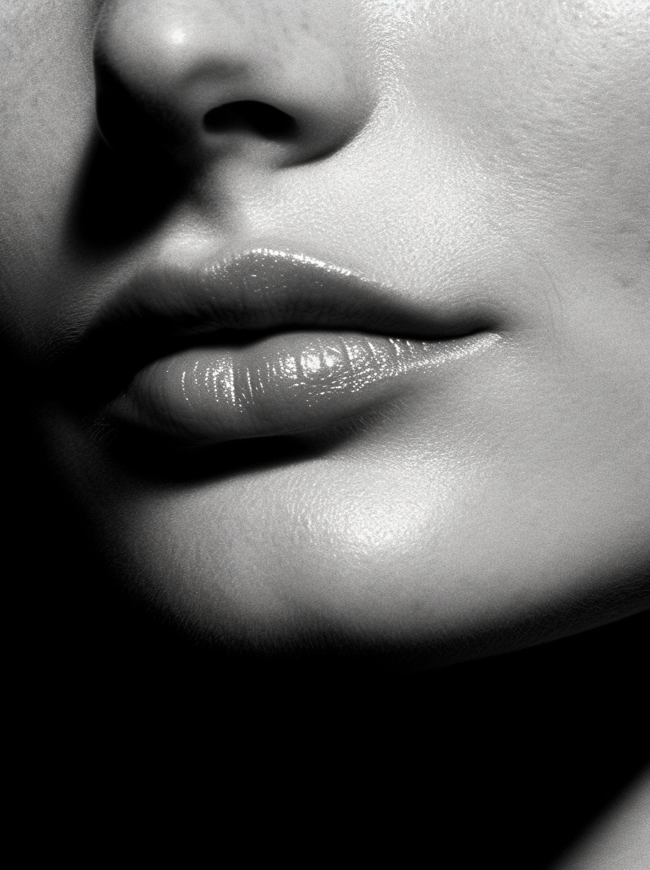 Monochrome Intimacy: A Study of Texture and Light on Lips and Skin ...